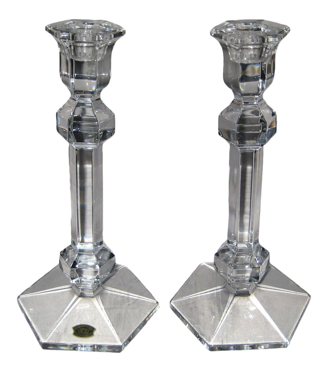 Late 20th Century Val St. Lambert Gardenia Pattern Candlesticks - a ...