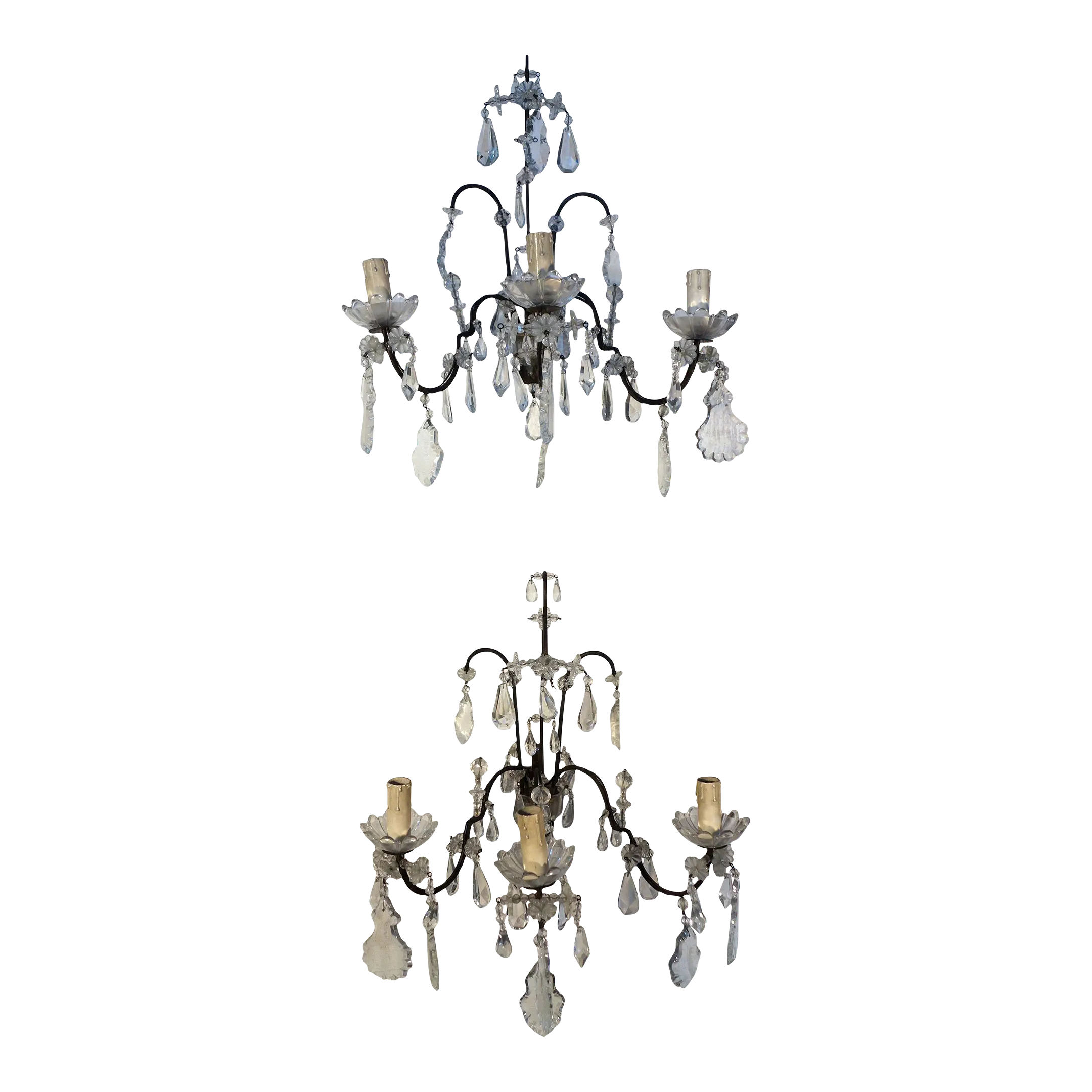 Antique Italian Maria Theresa Baroque Style Cut Glass 3 Candle Sconce ...