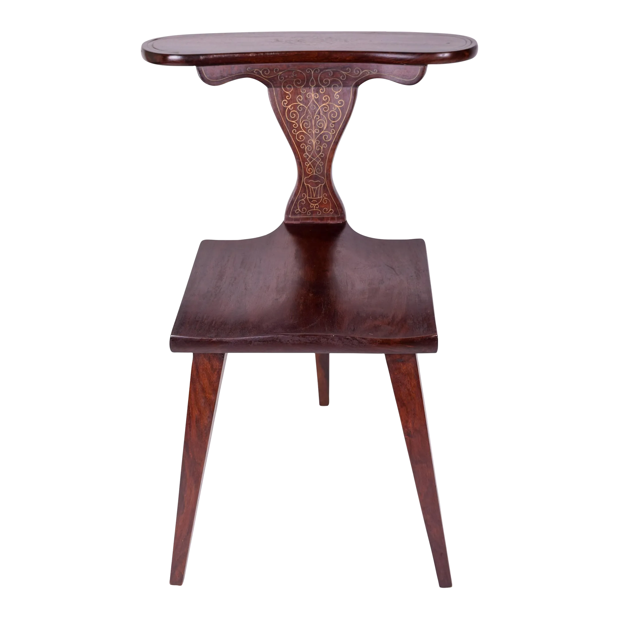 Mid 20th Century Vintage Brass Inlaid Mahogany Betting Chair by M. Hyat ...