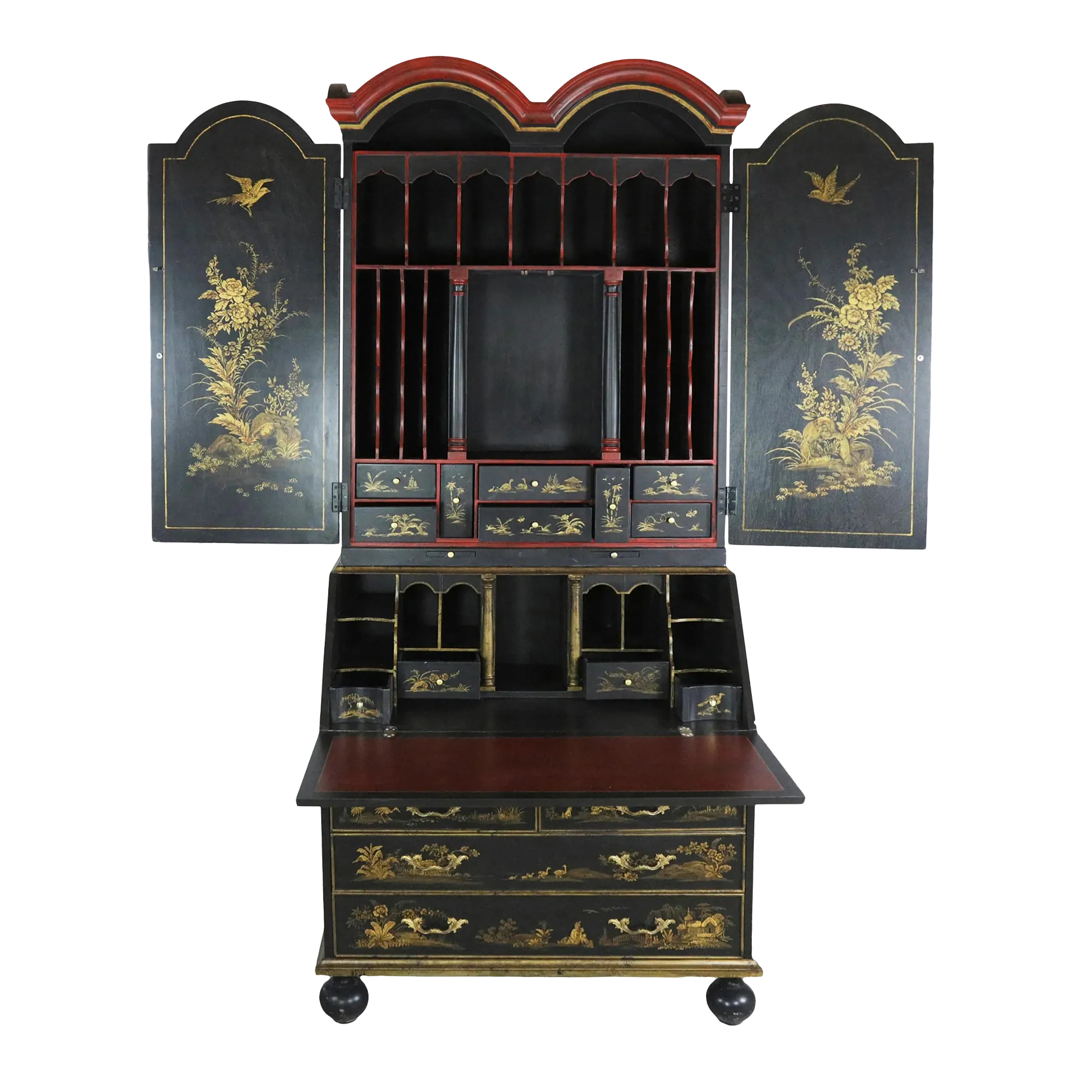 Vintage English George III Style Black and Red Decorative Tall ...