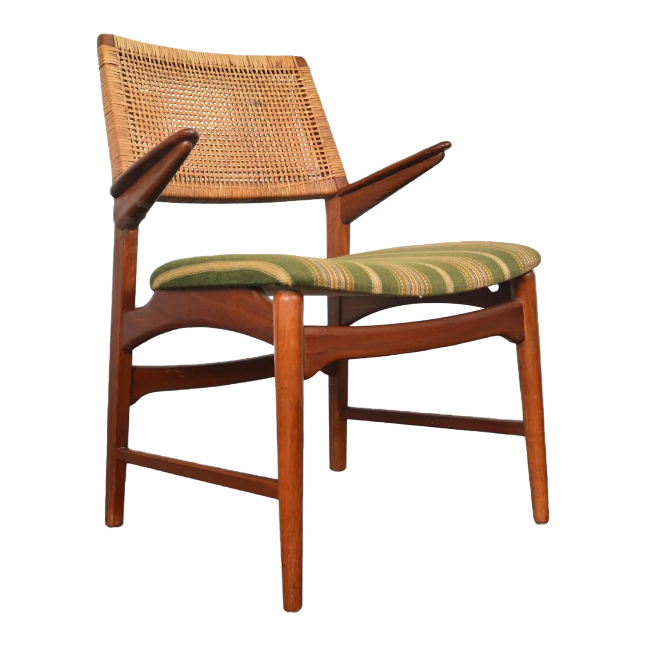 E Knudsen Model 48 Armchair in Teak + Cane | Chairish