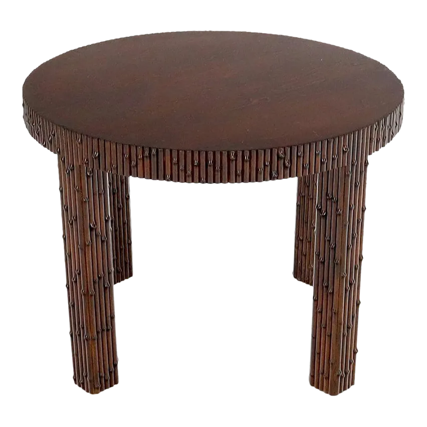 1970s Mid-Century Modern Faux Bamboo Round Occasional Table | Chairish