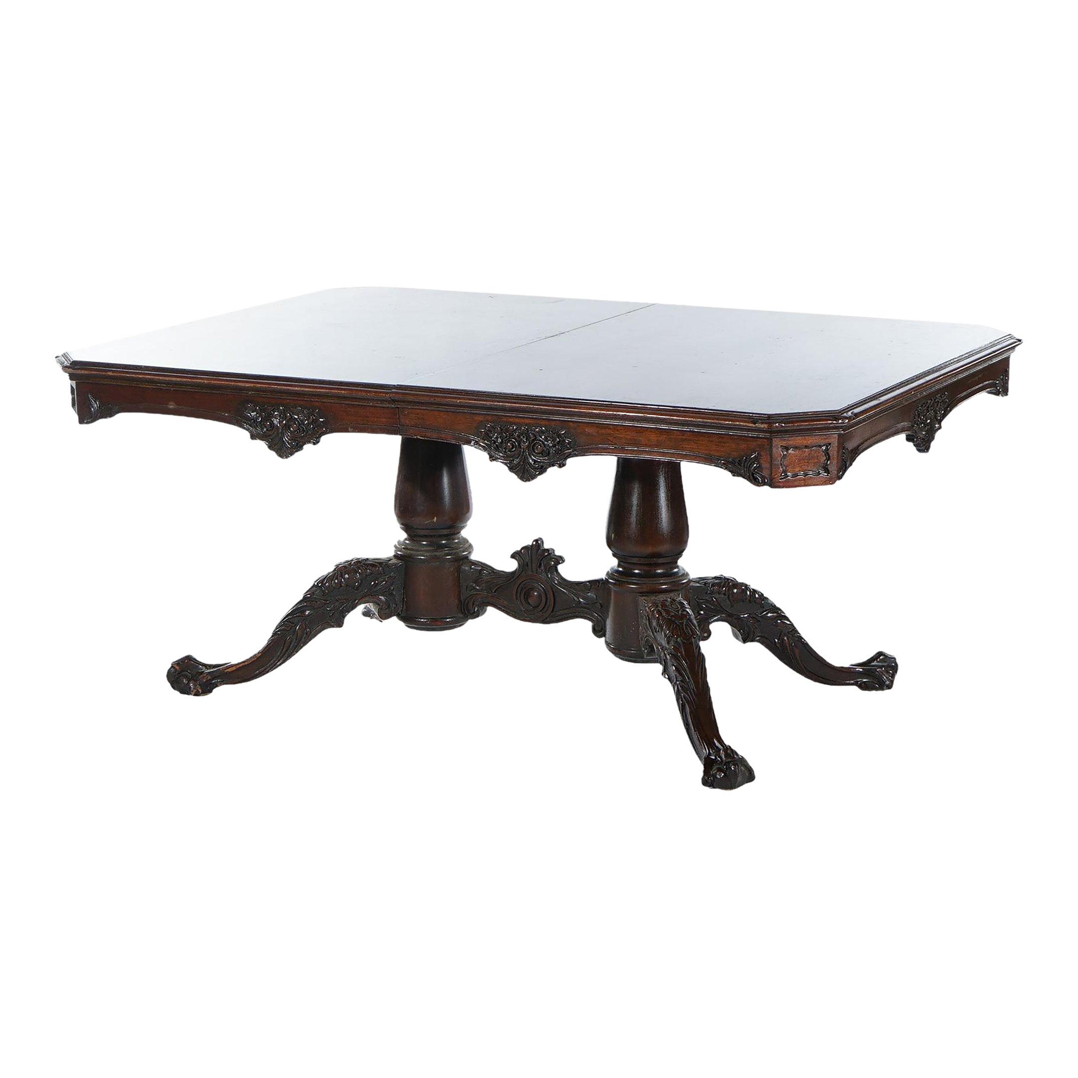 Antique Chippendale Carved Mahogany Double Pedestal Dining Table Circa ...