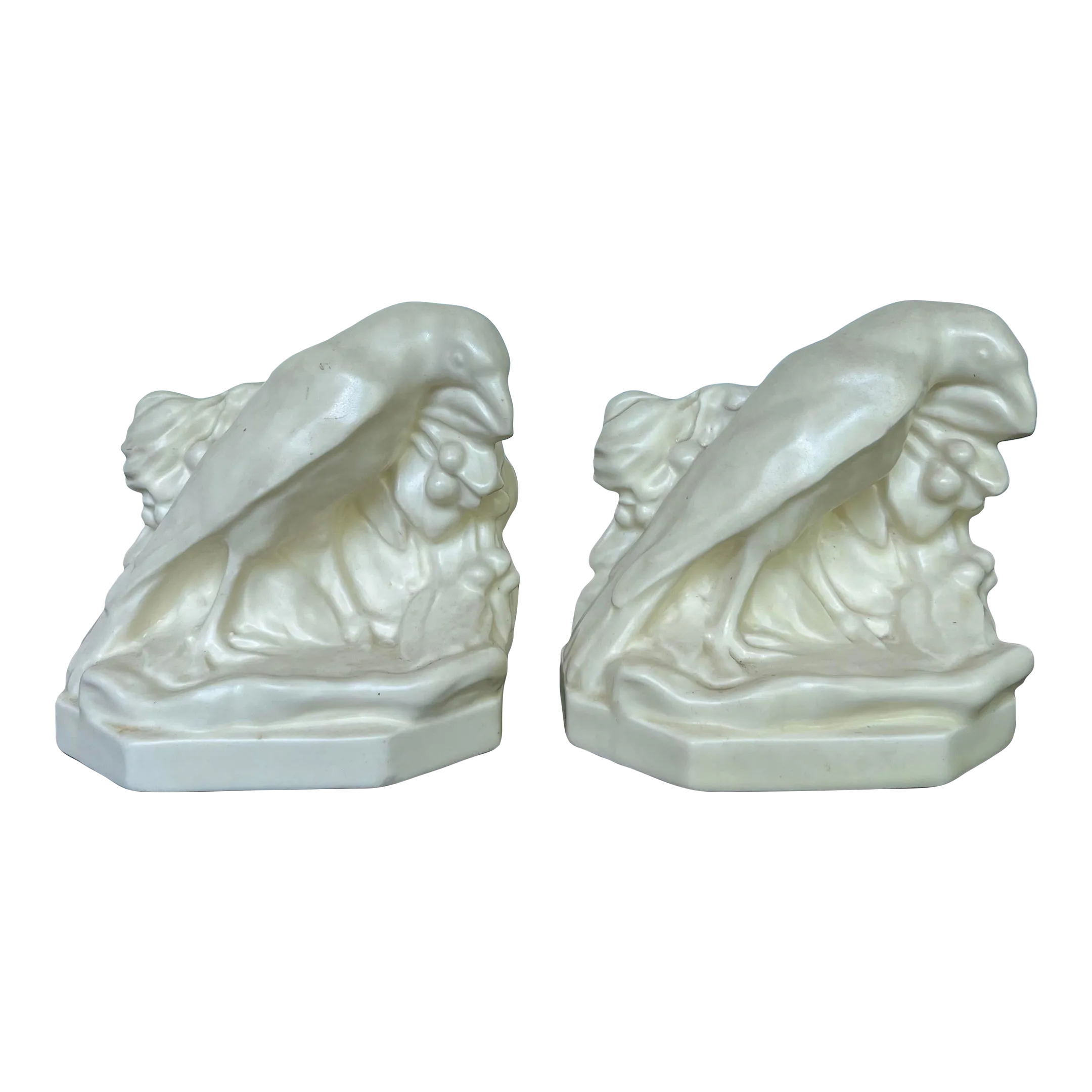 Pair of Rookwood Ceramic Crow Bookends Bird | Chairish