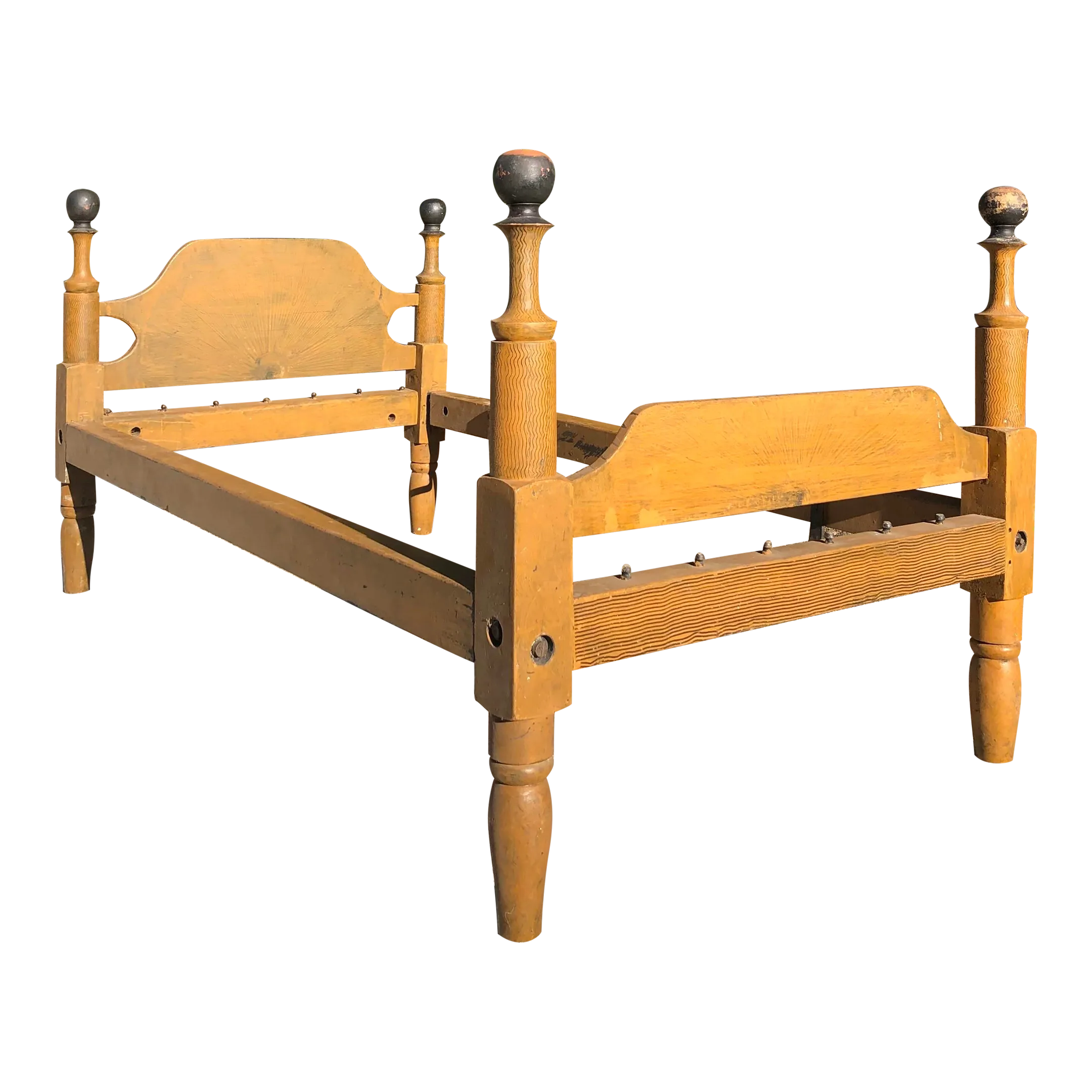 Late 19th Century Antique Hand Painted Rope Bed | Chairish