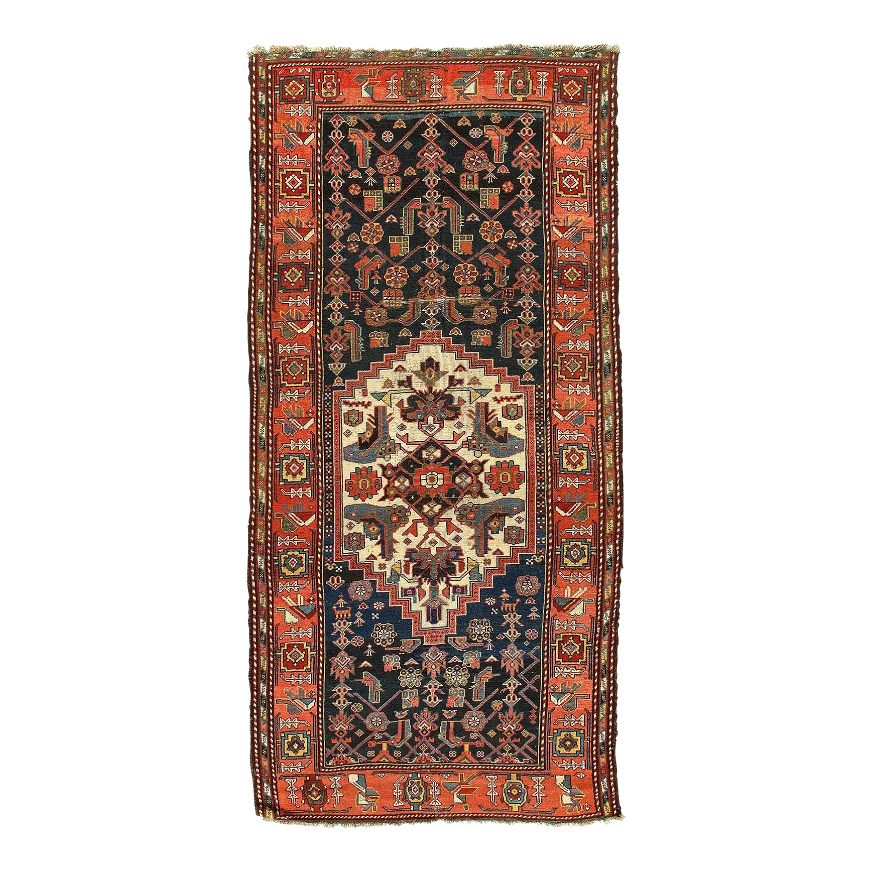 Fine Hand Knotted Persian Vintage Hamadan Runner | Chairish