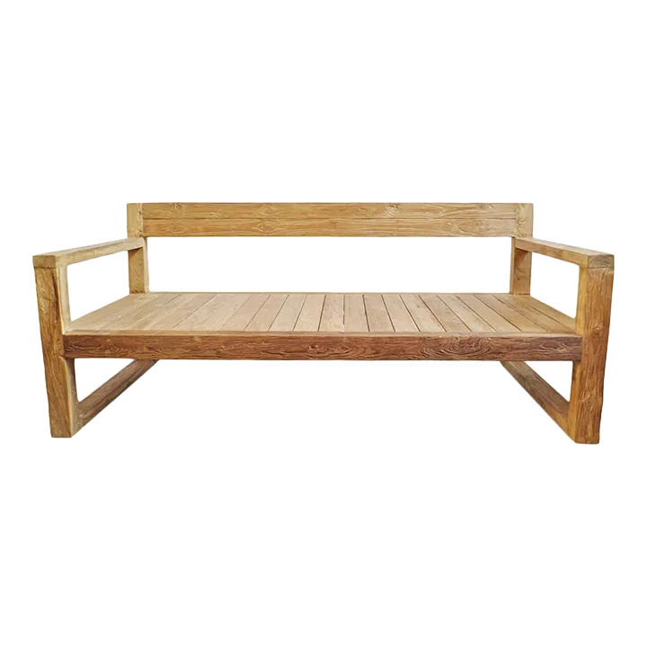 Outdoor Modern Teak Club Bench | Chairish