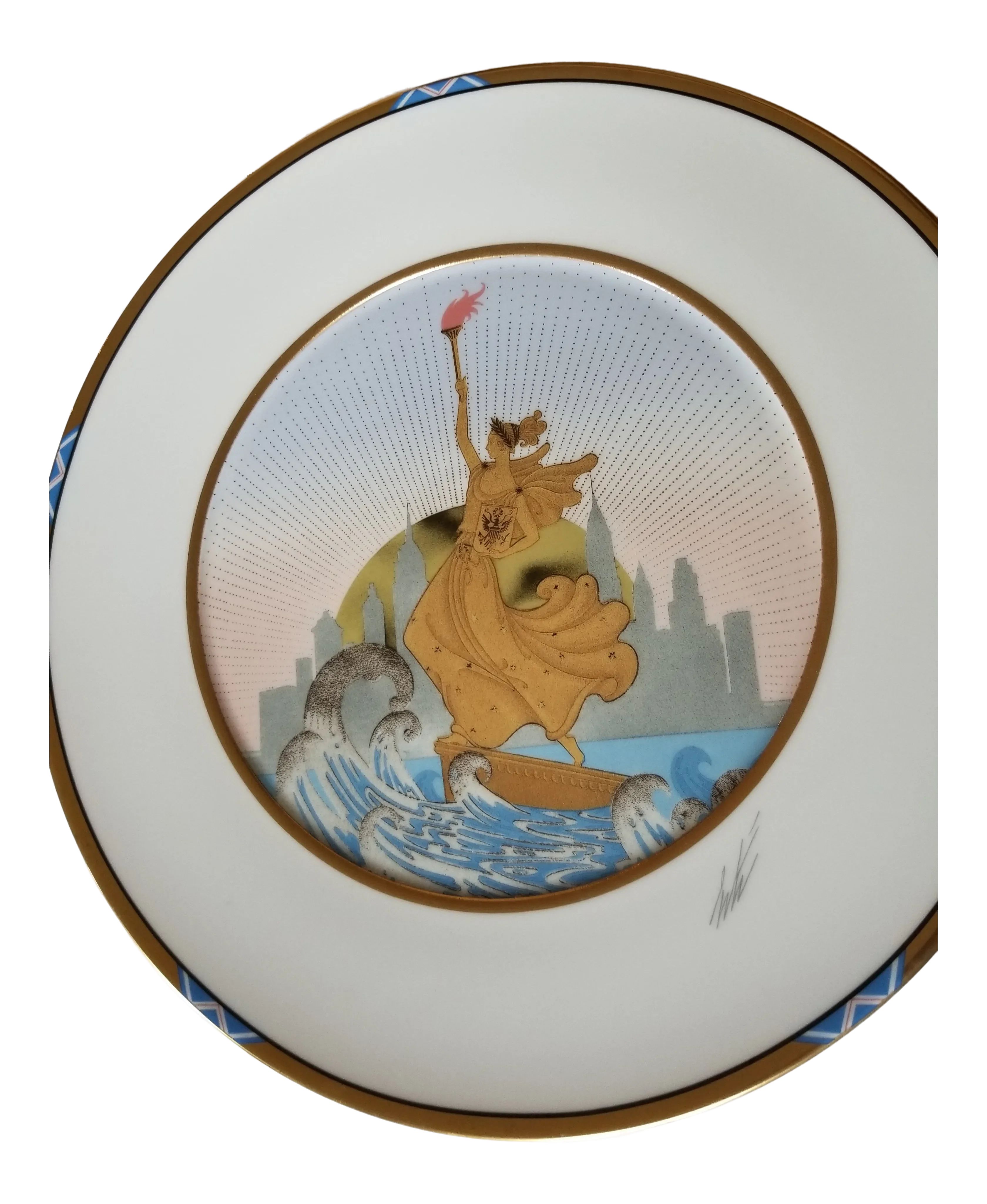 Erte Statue of Liberty Plate by Sevenarts | Chairish