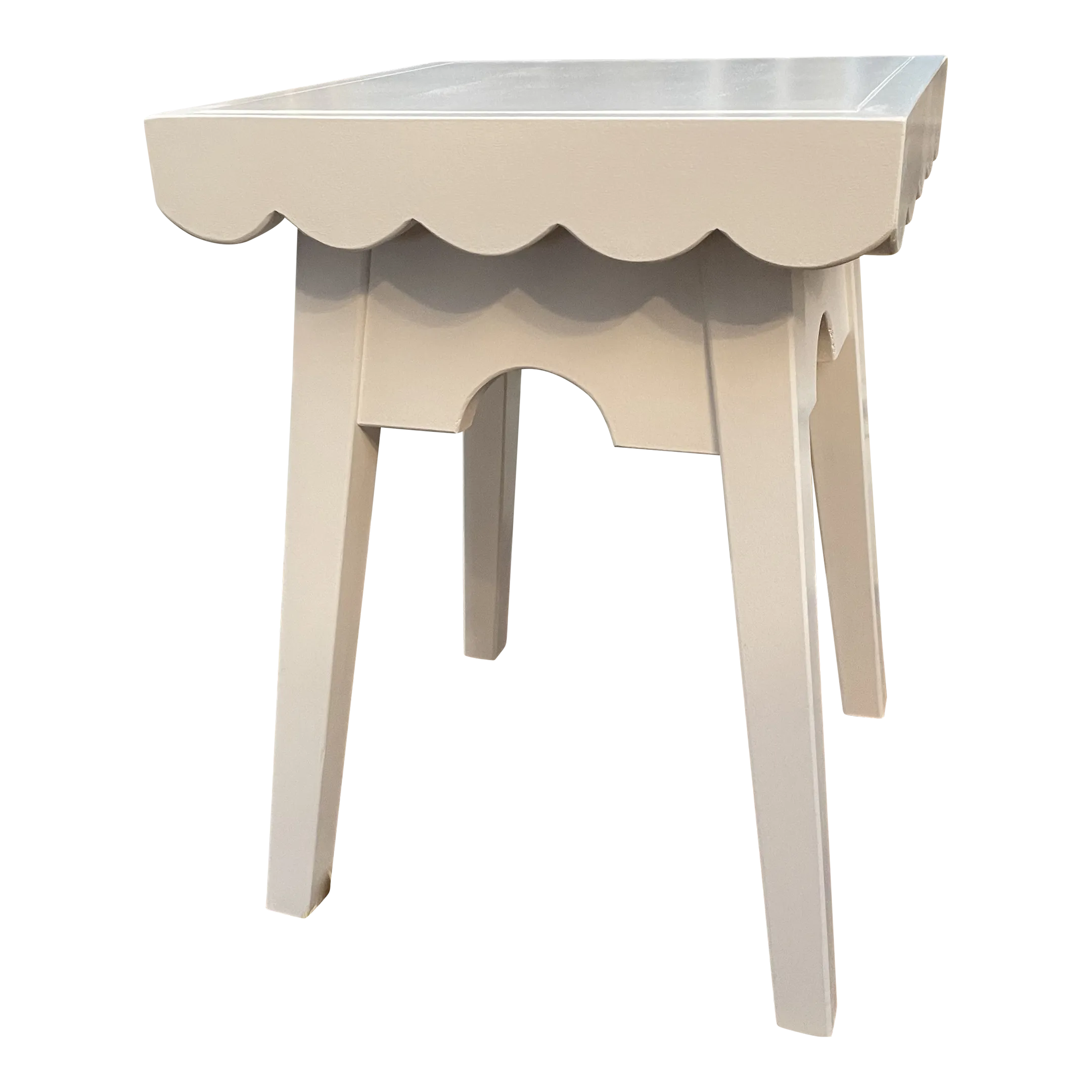 Irwin and Lane White Square Scalloped Side Table | Chairish