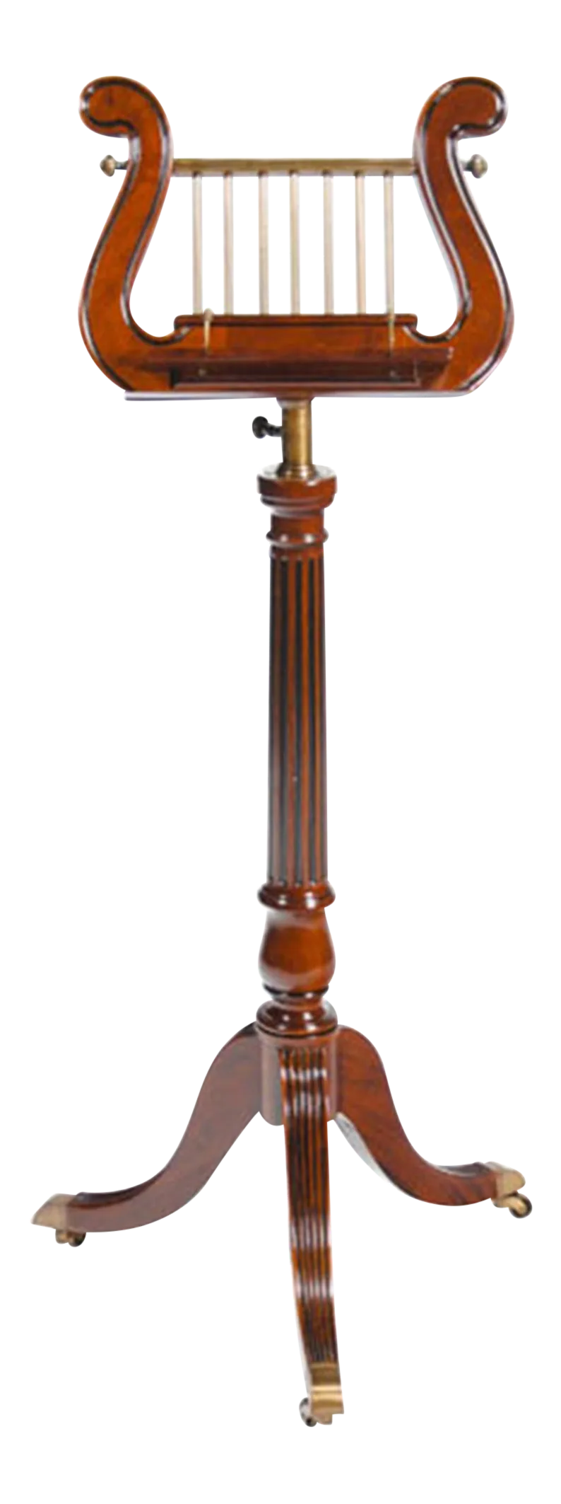 Mahogany and Brass Harp Music Stand | Chairish
