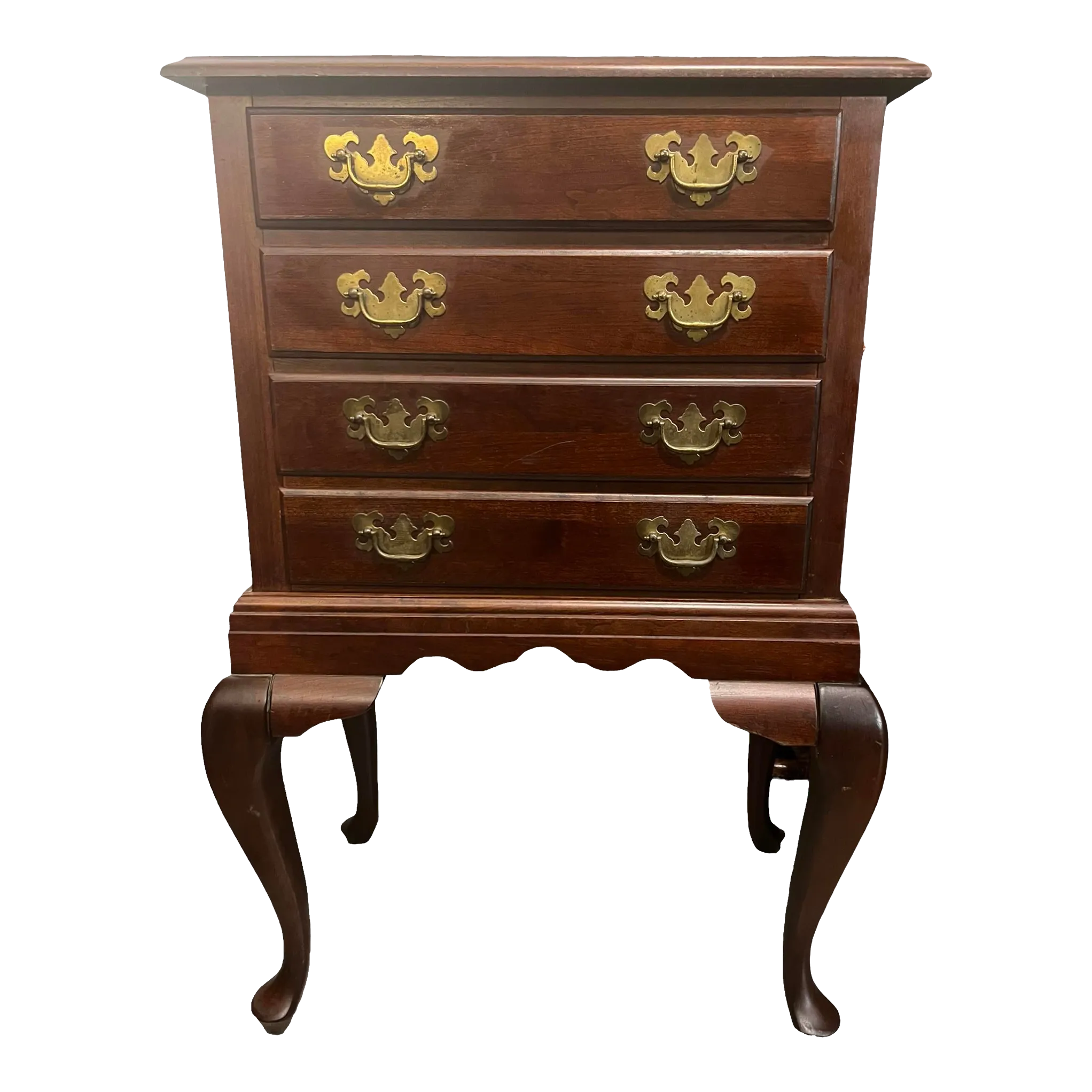 Antique Queen Anne Style Cherry Four-Drawer Silver Chest Circa 1930 ...