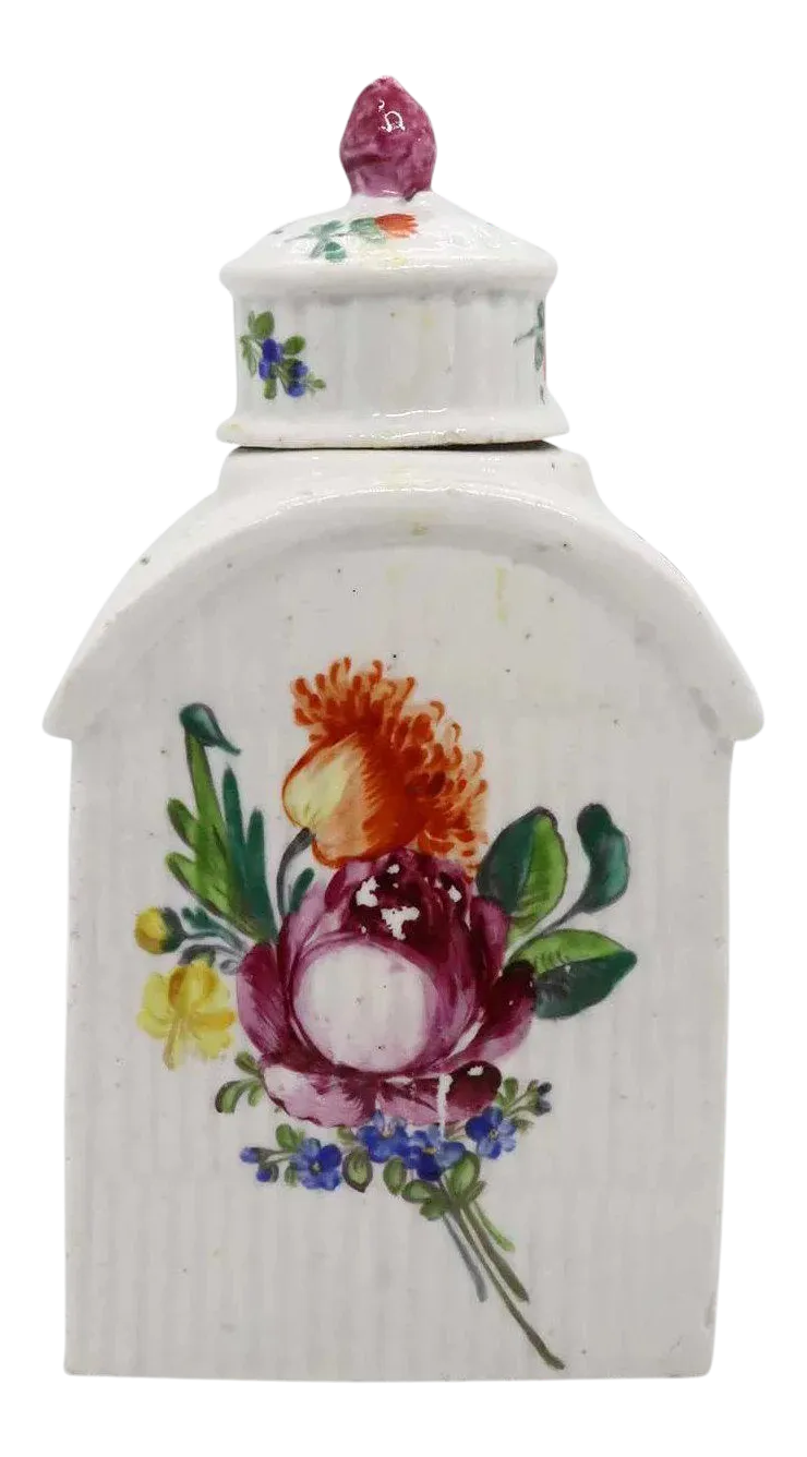 German Rauenstein Porcelain Floral Ribbed Tea Caddy | Chairish
