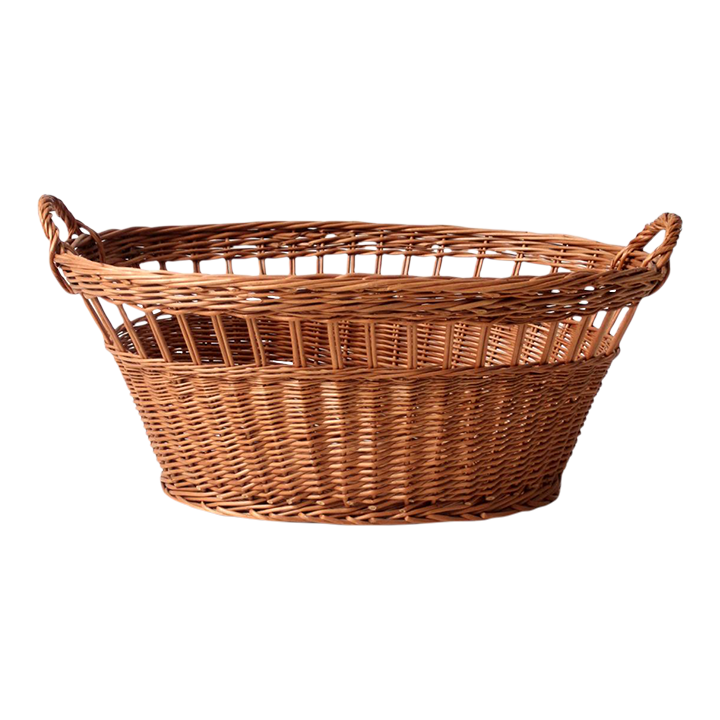 Antique Wicker Laundry Basket | Chairish