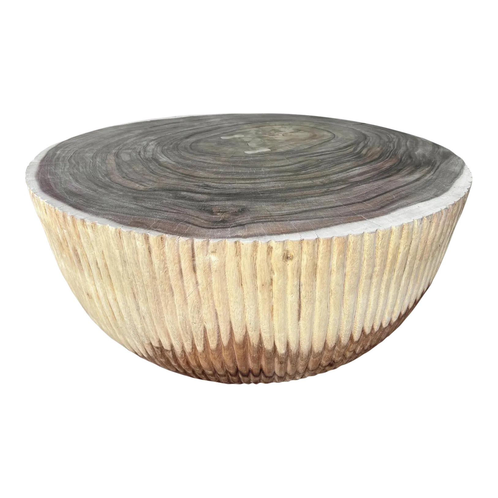 Monkey Pod Scalloped Coffee Table | Chairish