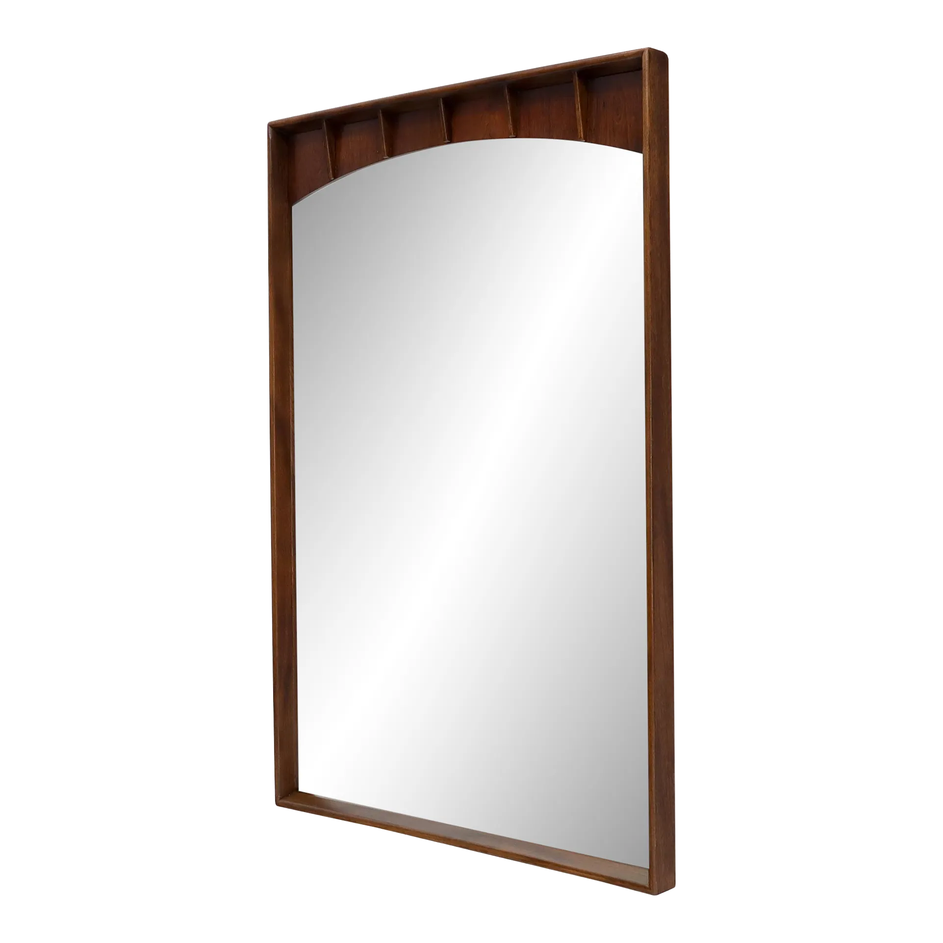 Large Rectangle Mid-Century Modern Walnut Wall Mirror | Chairish