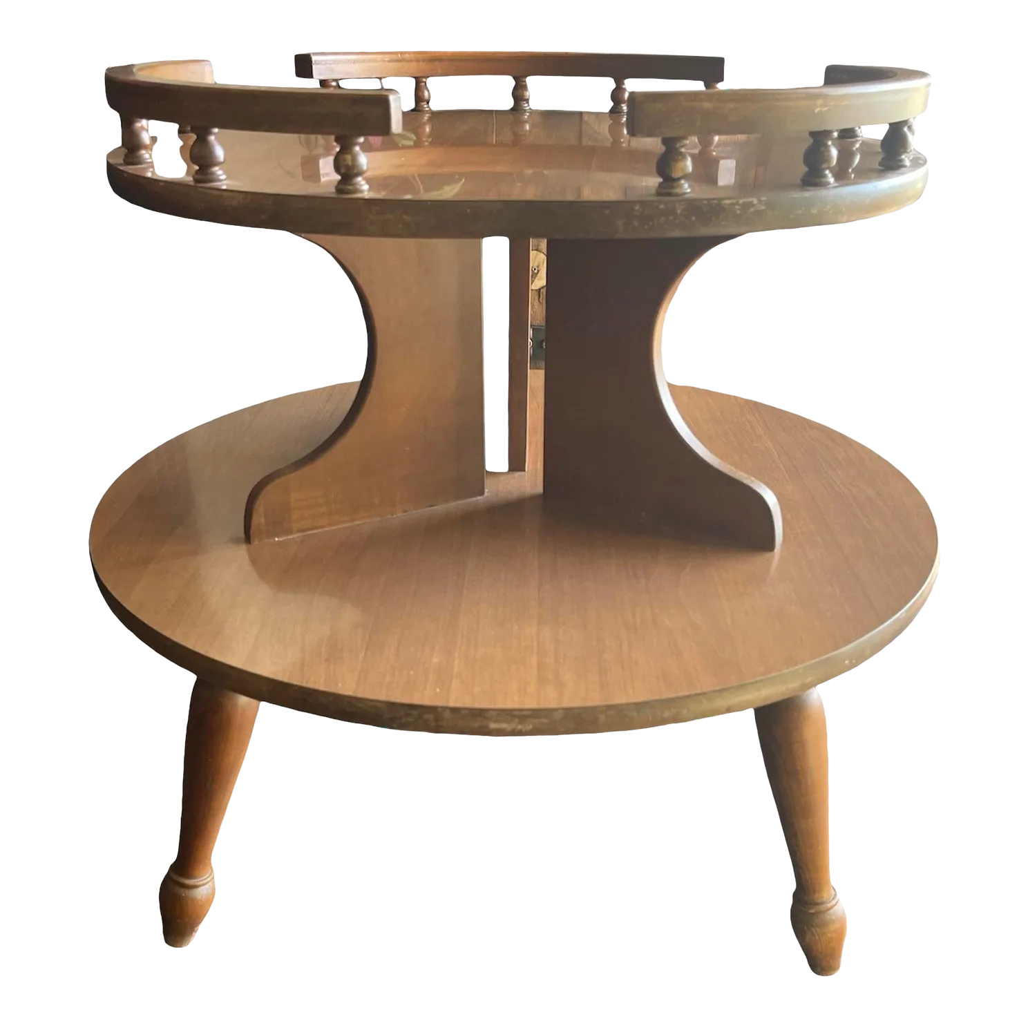 1960s Vintage Bassett Colonial Style Two Tiered Side Table | Chairish