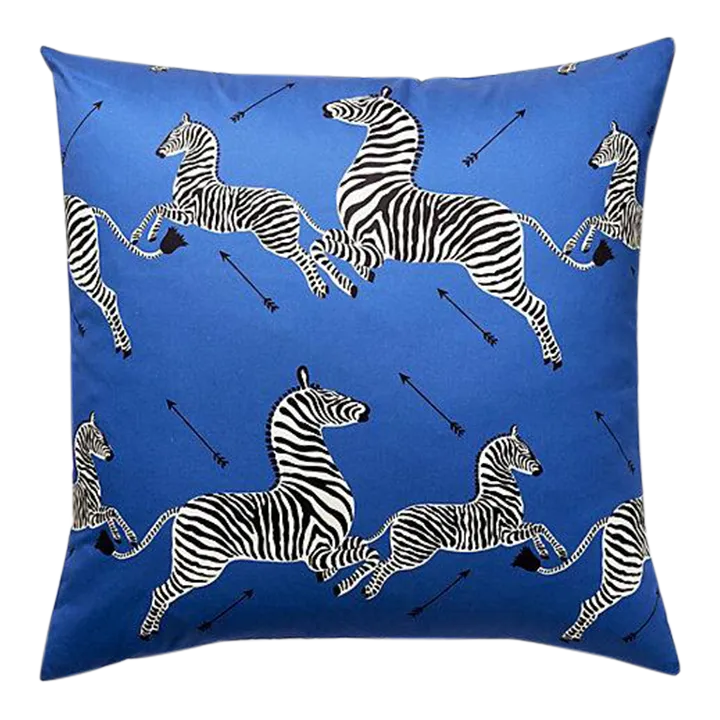 The House of Scalamandré Zebras Petite Pillow, Denim | Chairish