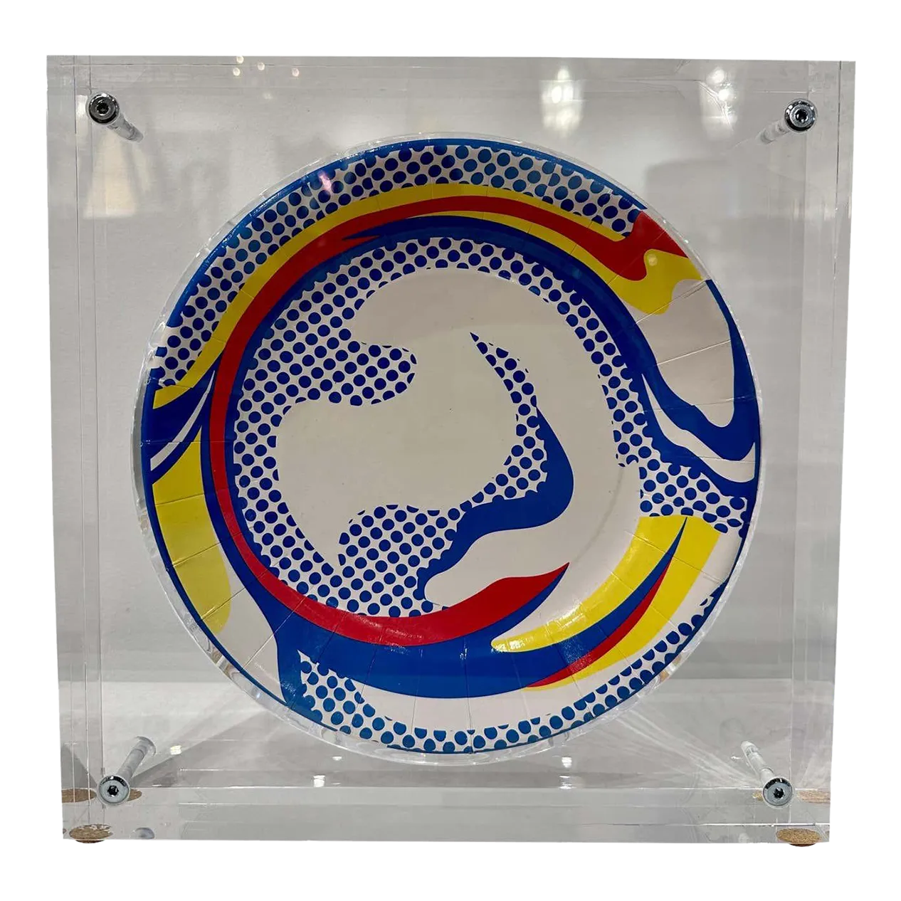 Roy Lichtenstein "Paper Plate" Original Encased in Heavy Custom Lucite ...