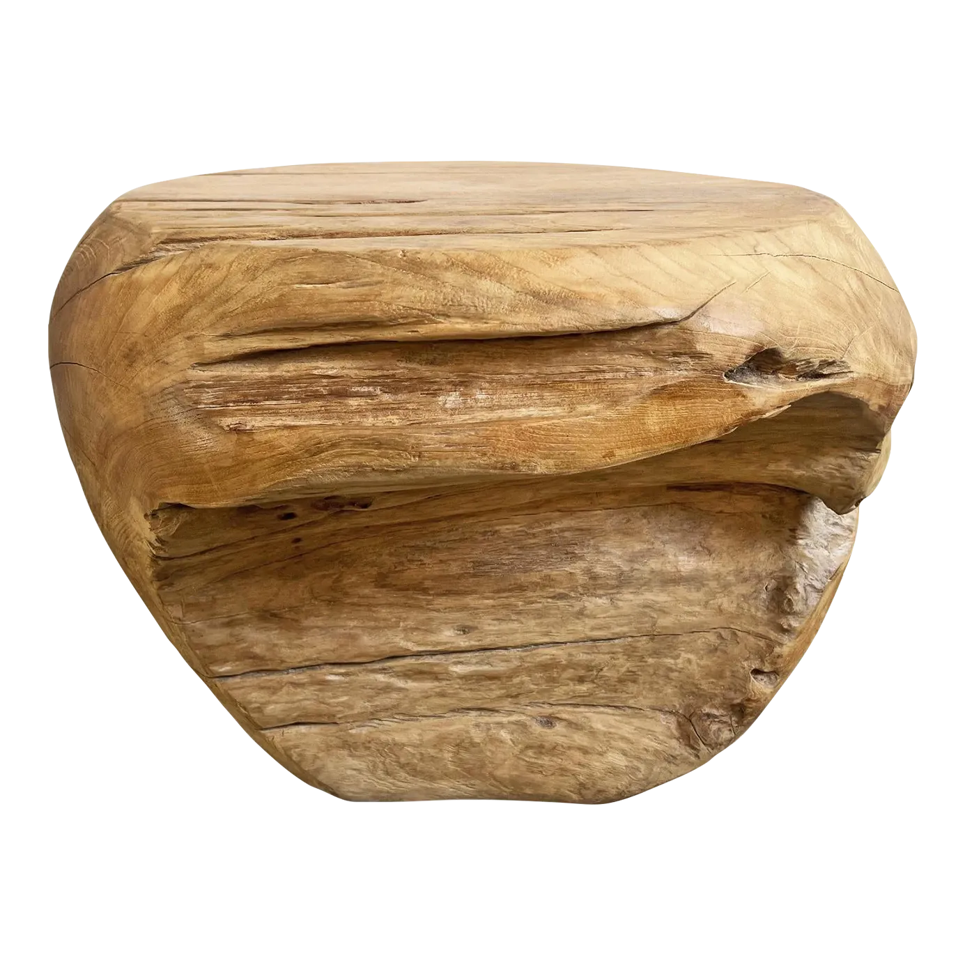 Raw Teak Root Ball Stool | Chairish