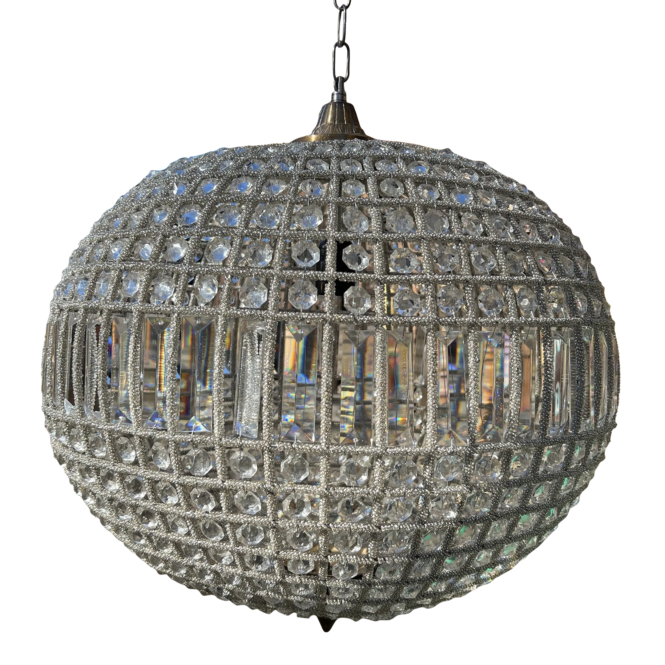 Contemporary Large French Sphere Crystal Chandelier | Chairish