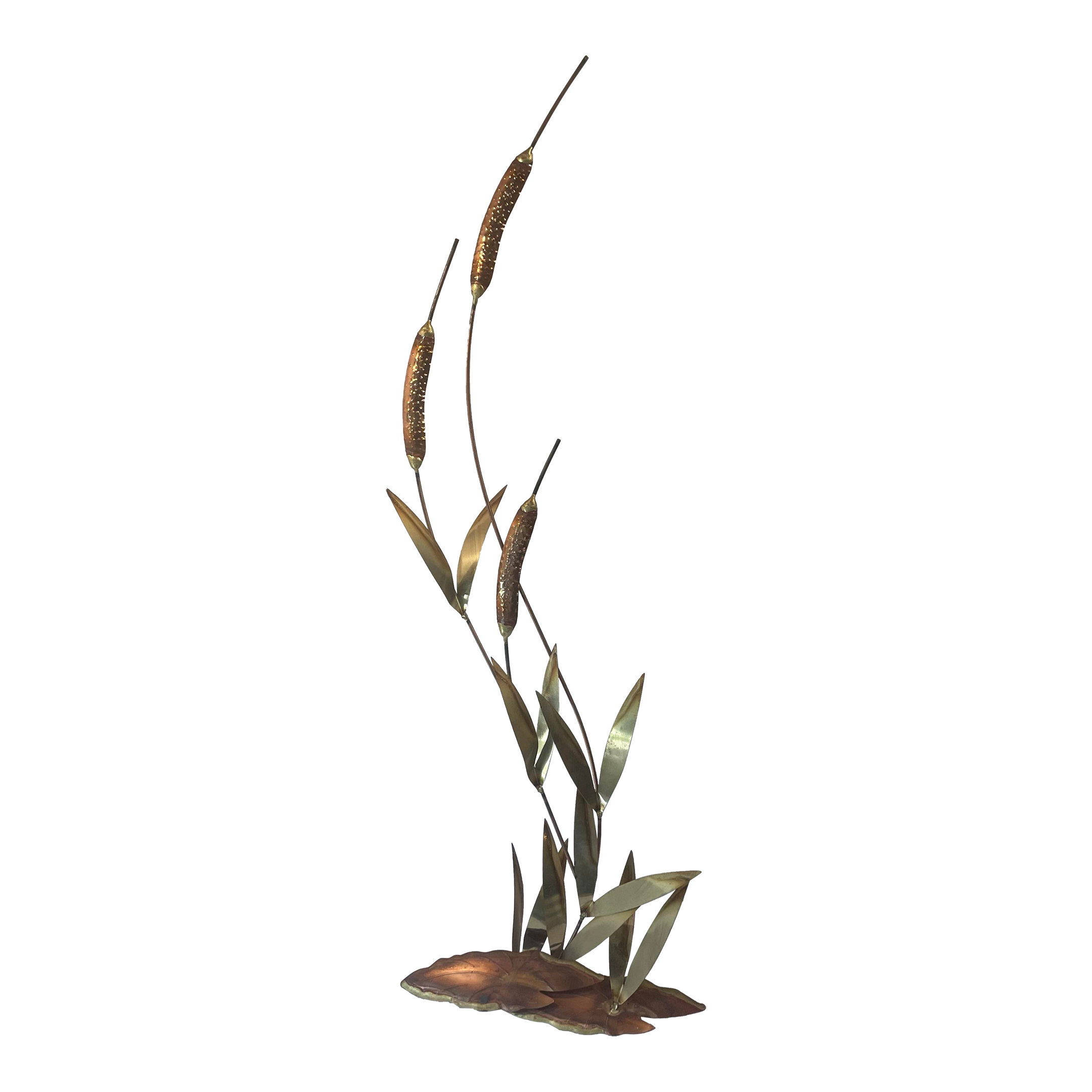 Vintage Brutalist Jere Style Metal Cattail12 Wall Art | Chairish