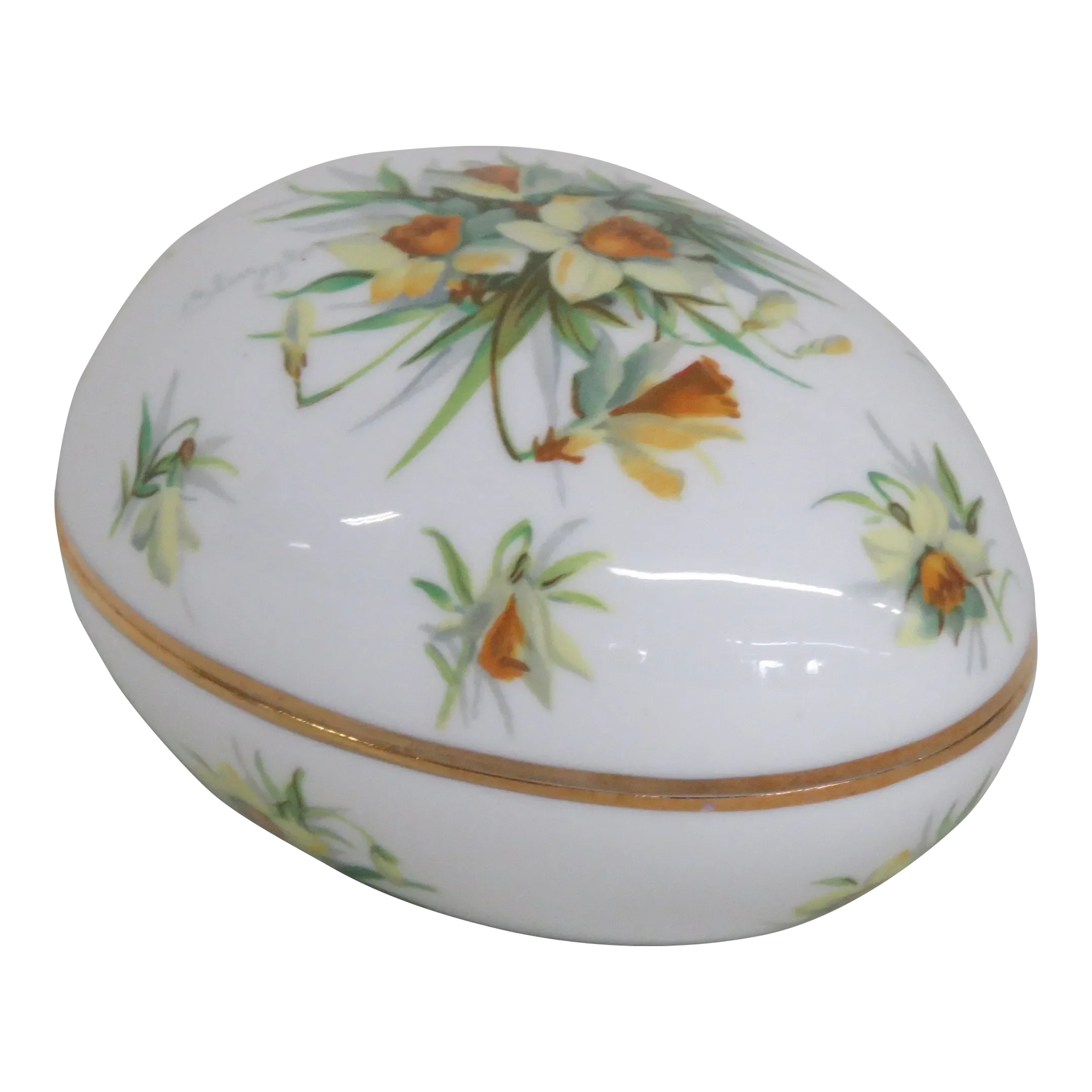 Hammersley Yellow Jonquils England Egg Trinket Vanity Dish Jewelry Box ...