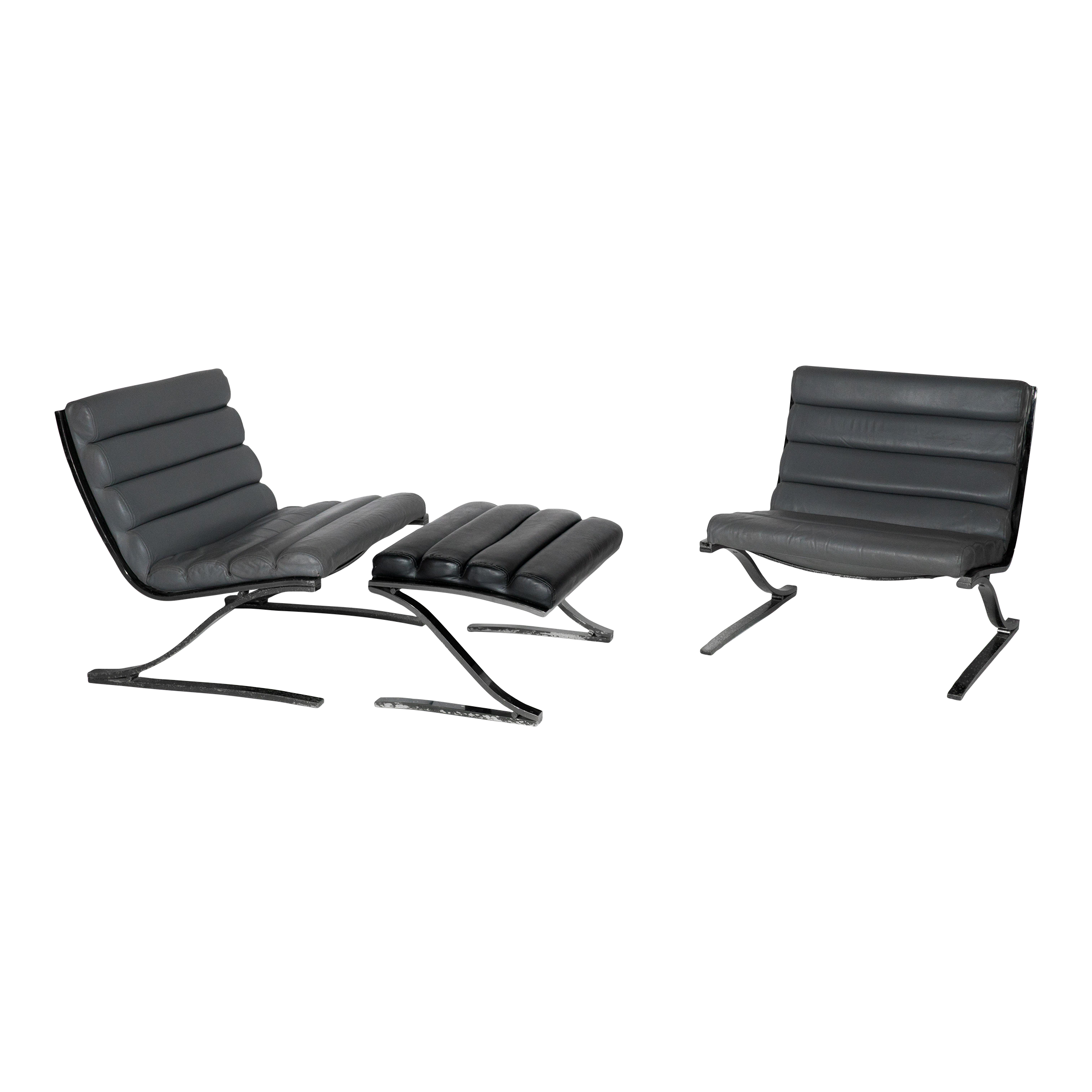1980s Post Modern Design Institute of America Chrome Lounge Chairs ...