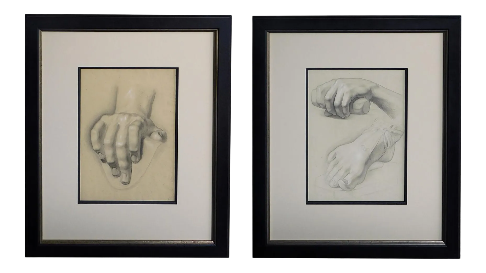 Early 20th Century Artist Graphite Study Drawings of Hands and a Foot ...