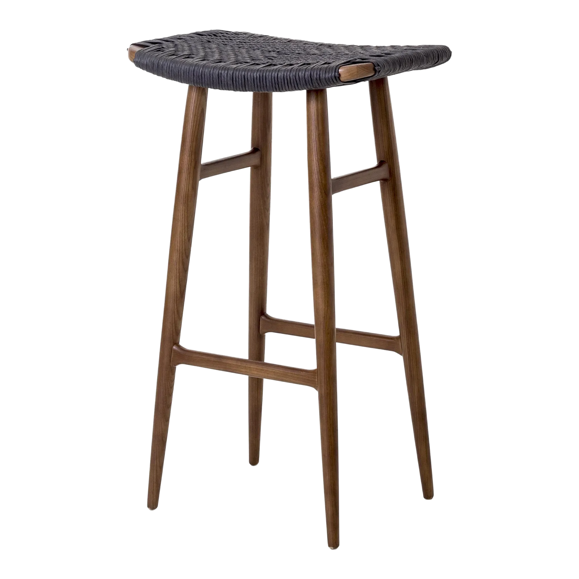 Freja Walnut and Paper Cord Bar Stool by Space Copenhagen | Chairish