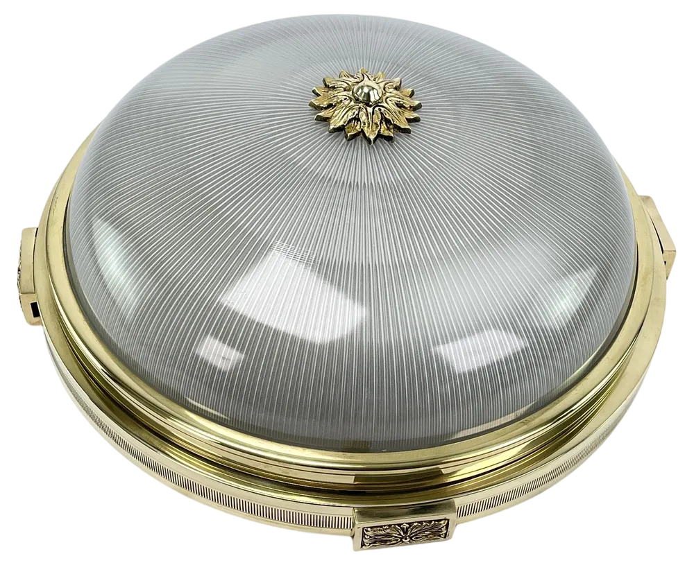 Art Deco Flush Mount in Bronze attributed to Holophane, 1930s | Chairish