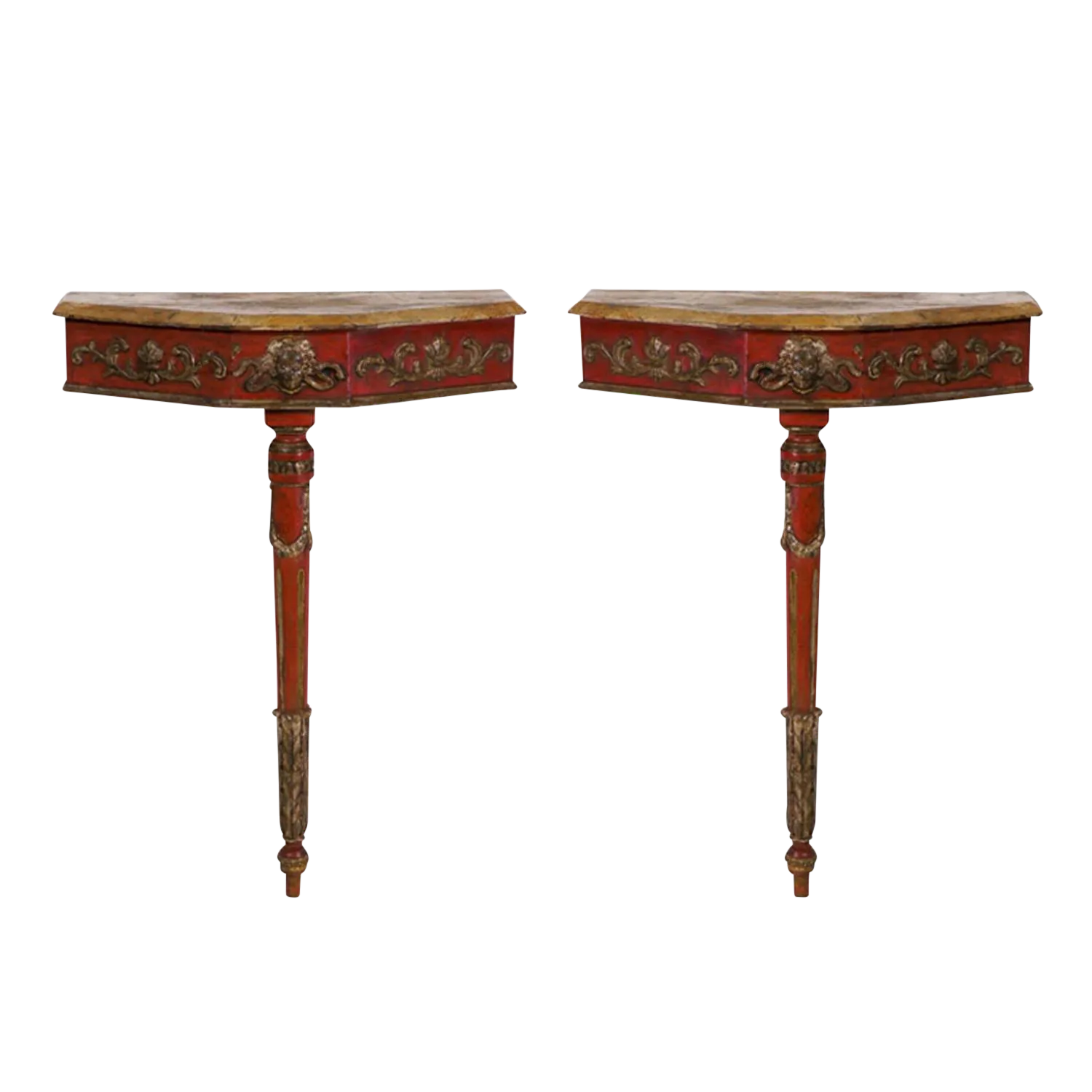 Painted Italian Consoles - A Pair | Chairish