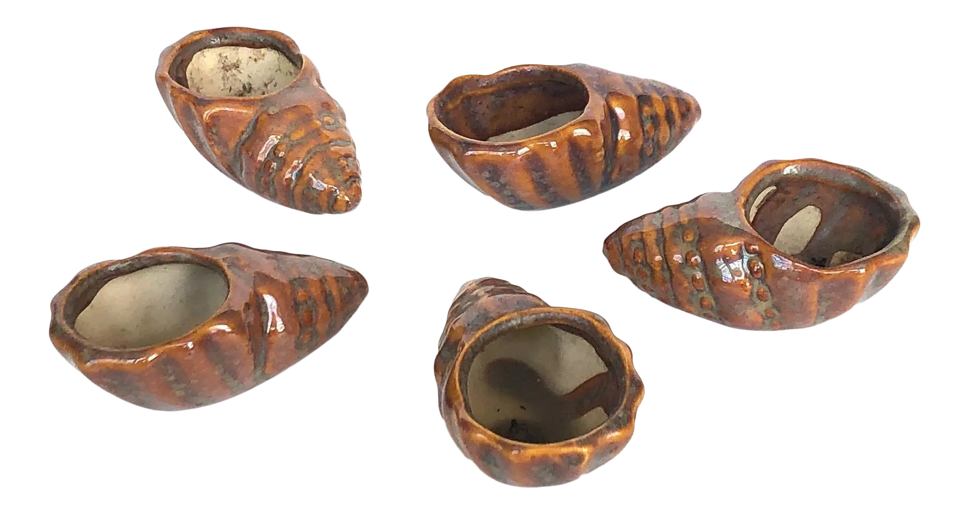 Ceramic Seashell Tea Light Candle Holder - Set of 5 | Chairish