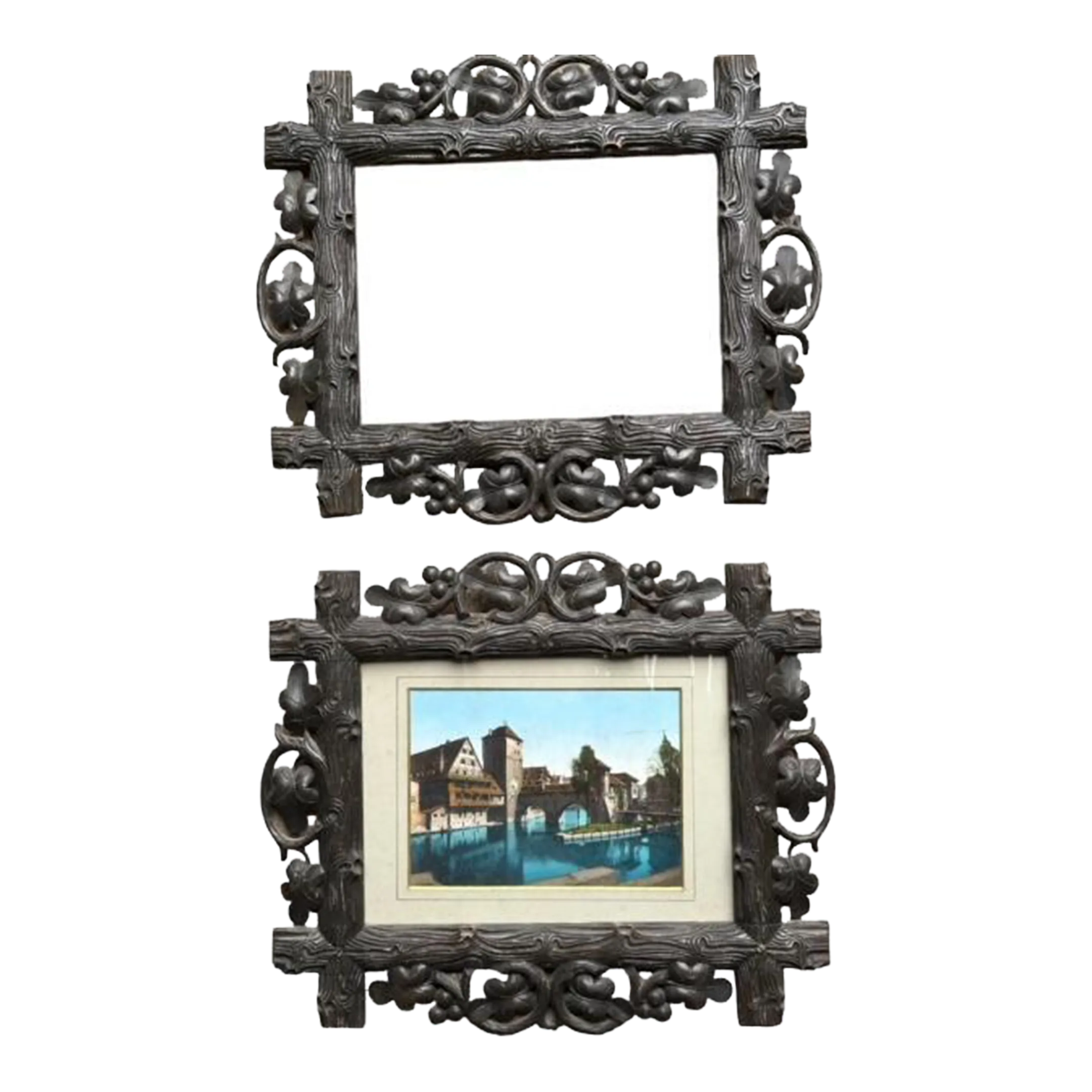 Pair of Late 19th Century Black Forest Frames | Chairish