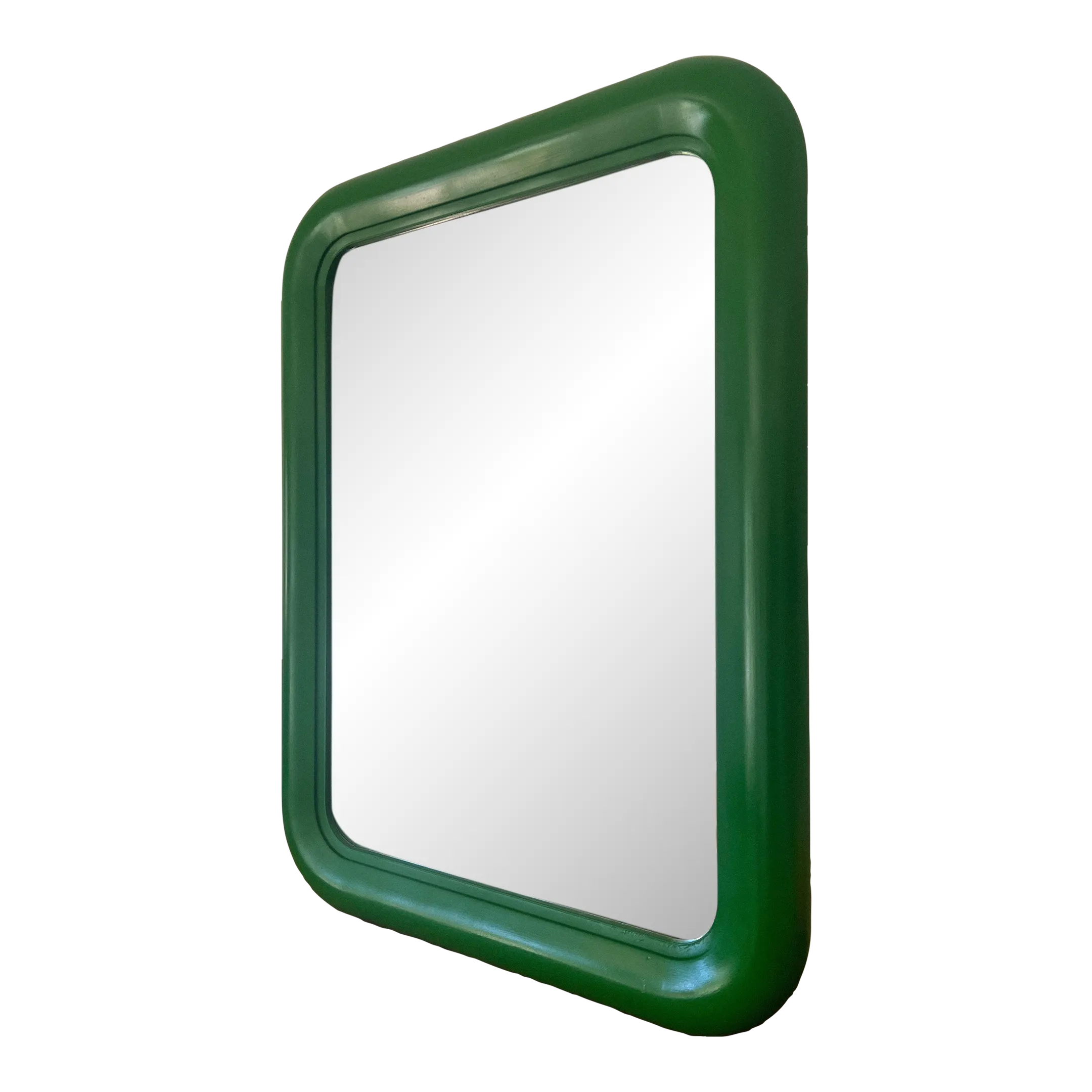 1970s Large Space-Age Wooden Green Wall Mirror | Chairish