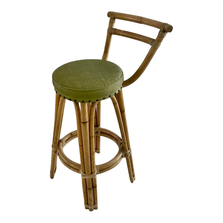 Mid Century Rattan High Stool by Vogue Rattan Mfg. Co. | Chairish