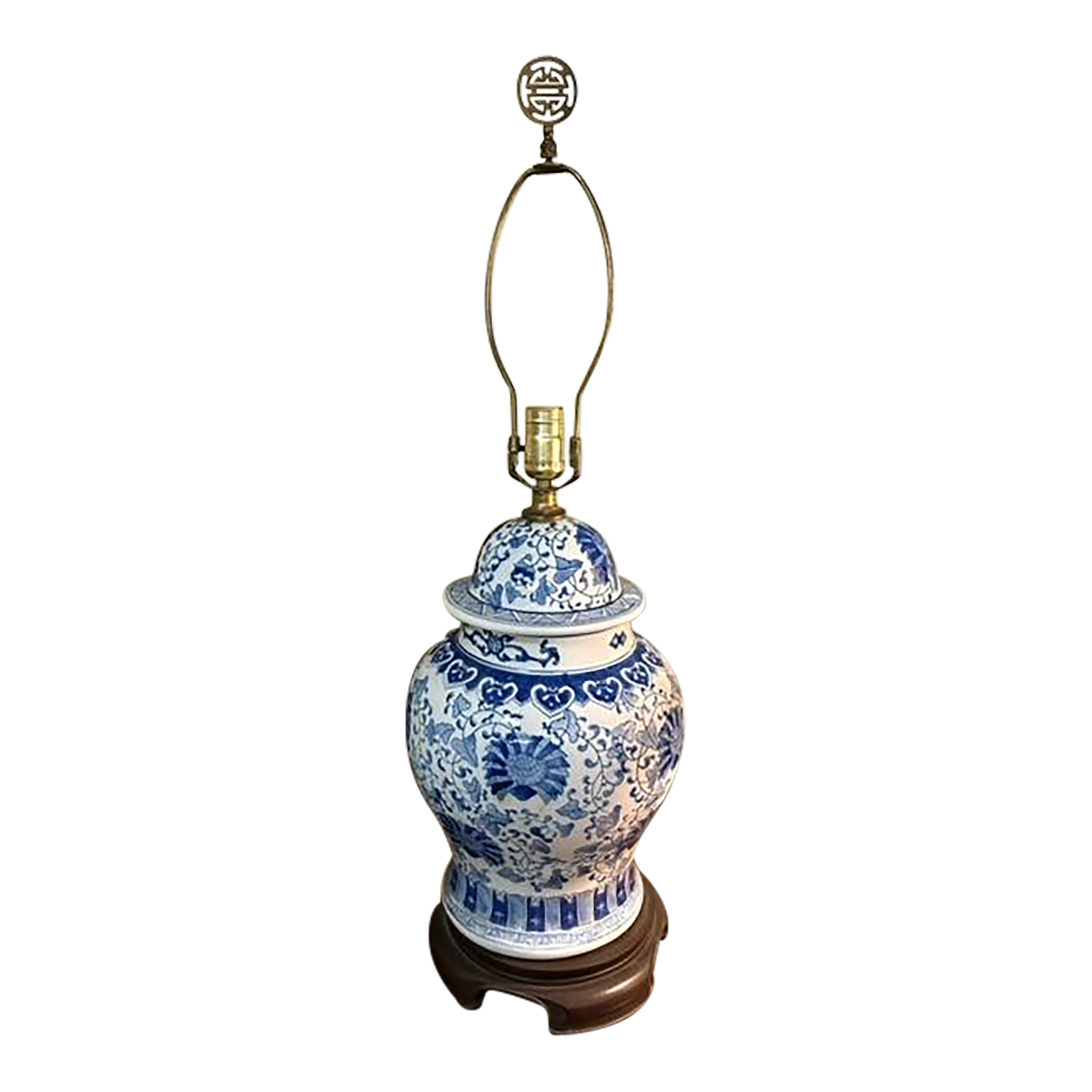 Mid Century Blue and White Asian Lamp, Attributed to Frederick Cooper ...