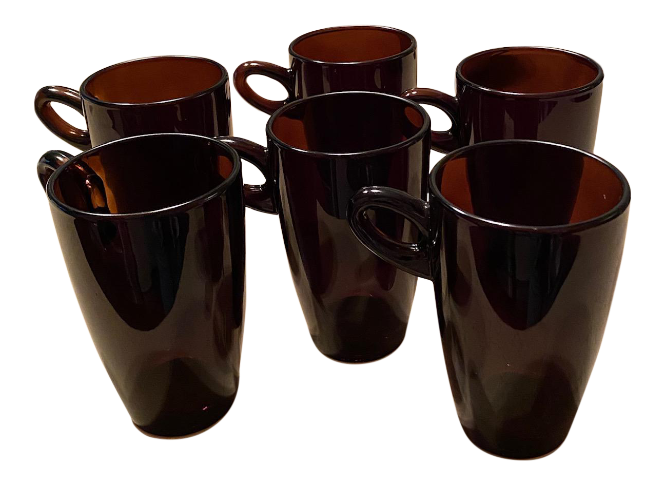 Amber Glass Coffee/Tea Mugs - Set of 6 | Chairish