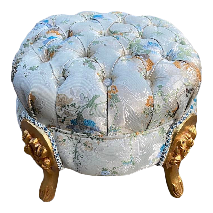 Late 20th Century Ottoman in French Louis XVI in Gild Beech and ...