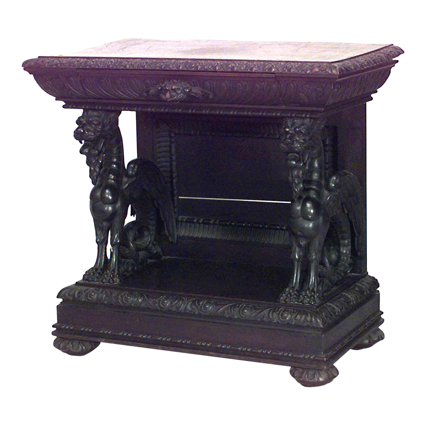 Italian Renaissance Style Oak Griffin Console Table | Chairish