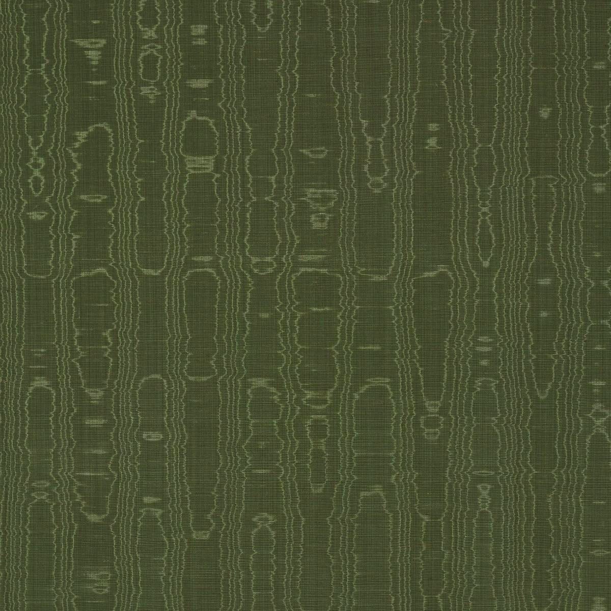 Schumacher Beau Cotton Linen Moire Fabric in Olive | Chairish