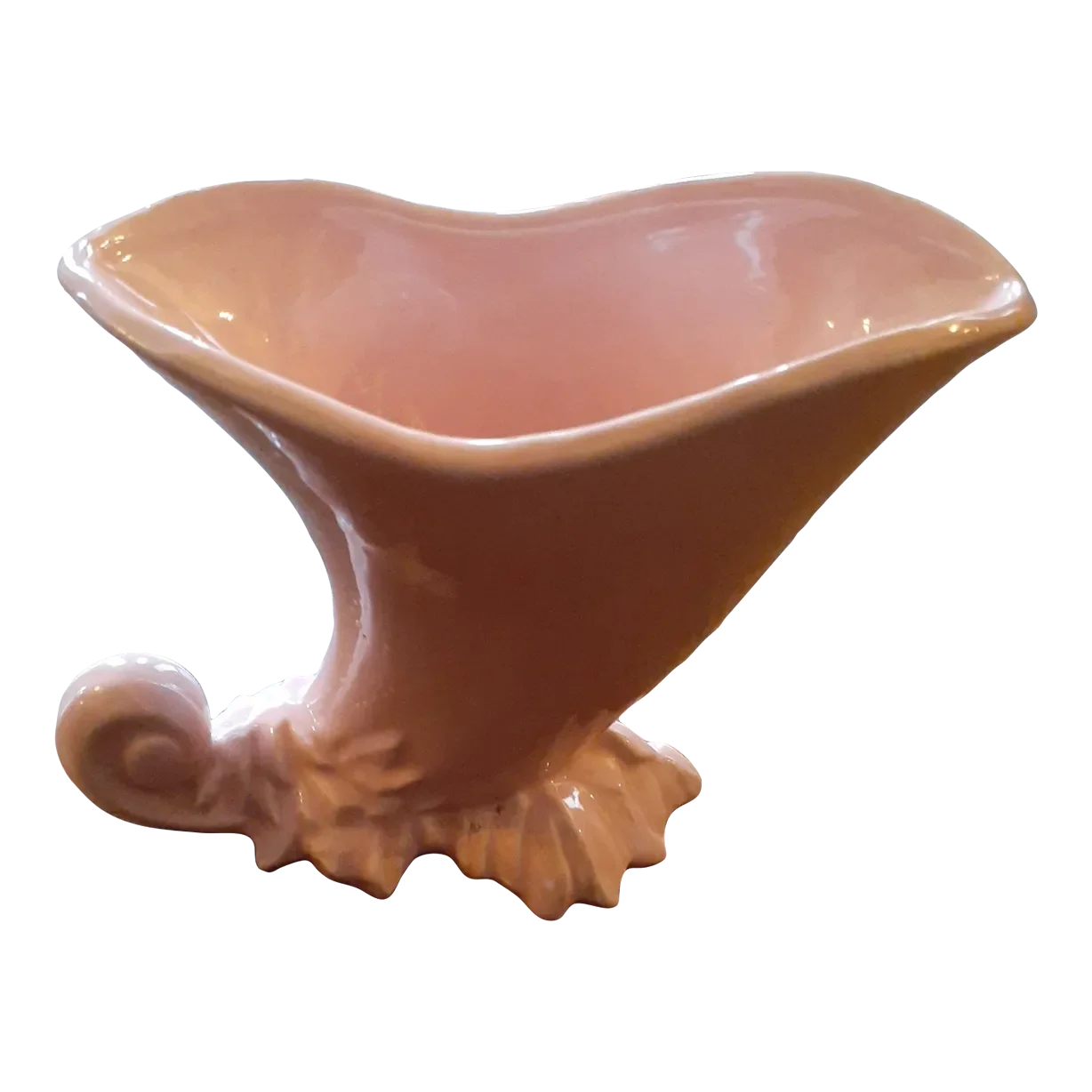 1950s McCoy Usa Pink Ceramic Cornucopia Vase | Chairish