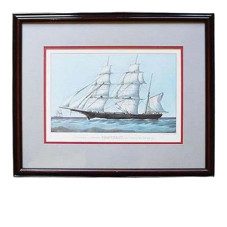 Framed Lithograph of the Grapeshot Clipper Ship Joseph Currier & Ives ...