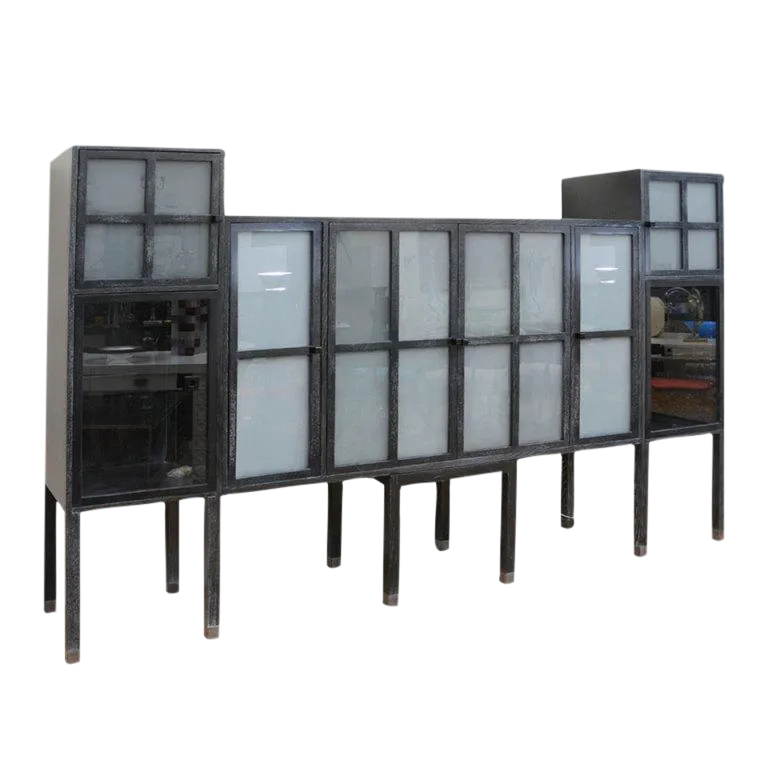 Pace Cerused Ash and Sandblasted Glass Cabinet | Chairish