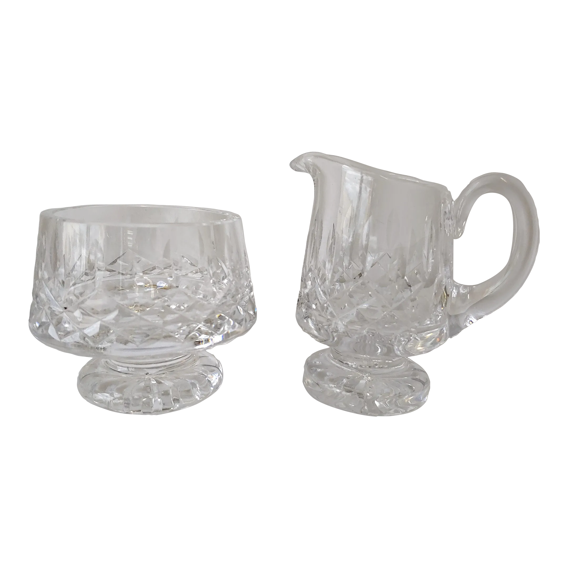 Vintage Waterford Crystal Blown Glass Lismore Creamer and Sugar Bowl, a ...
