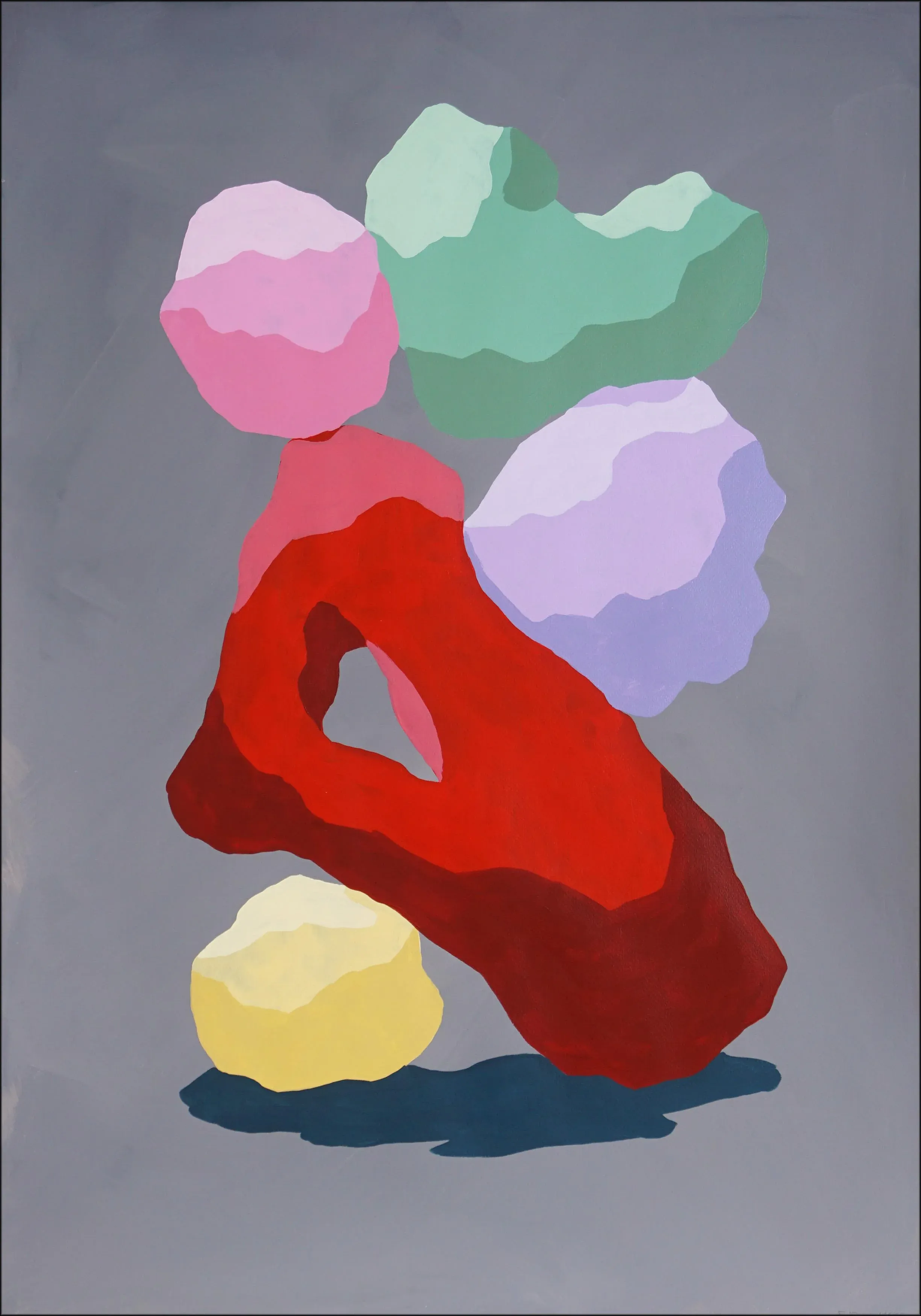 2024, Abstract Geometric Sculpture Painting in Vivid Tones of ...