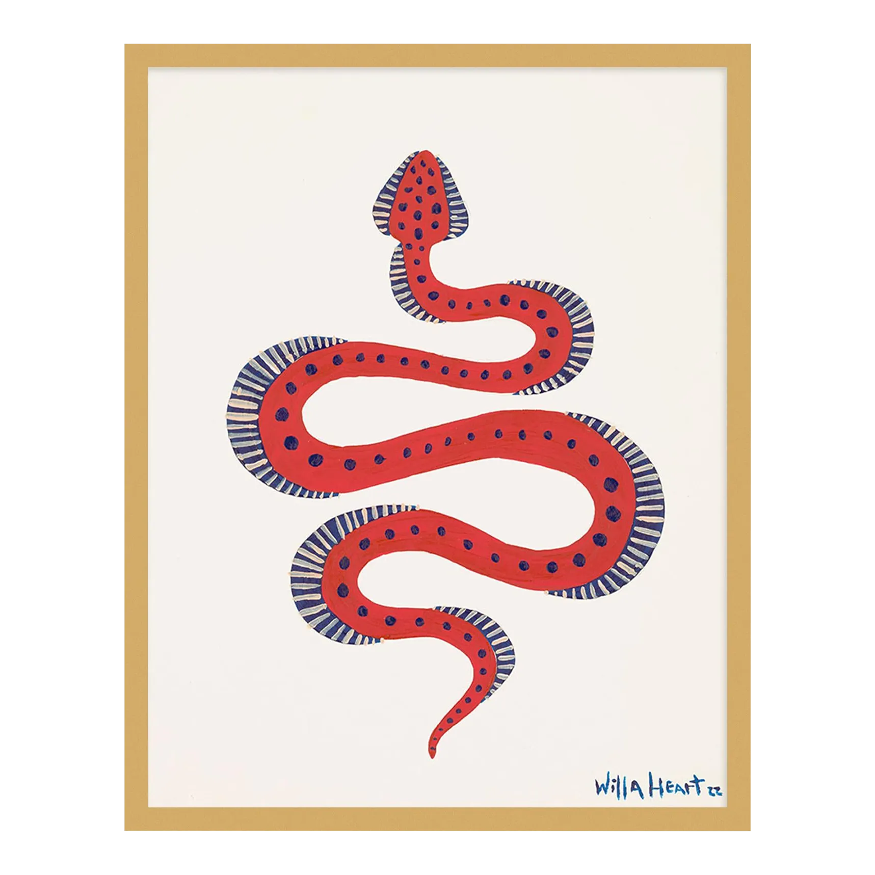Lobster the Snake by Willa Heart in Gold Frame, Small Art Print | Chairish
