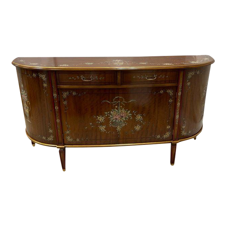 Sheraton Hand Painted Sideboard Cabinet | Chairish