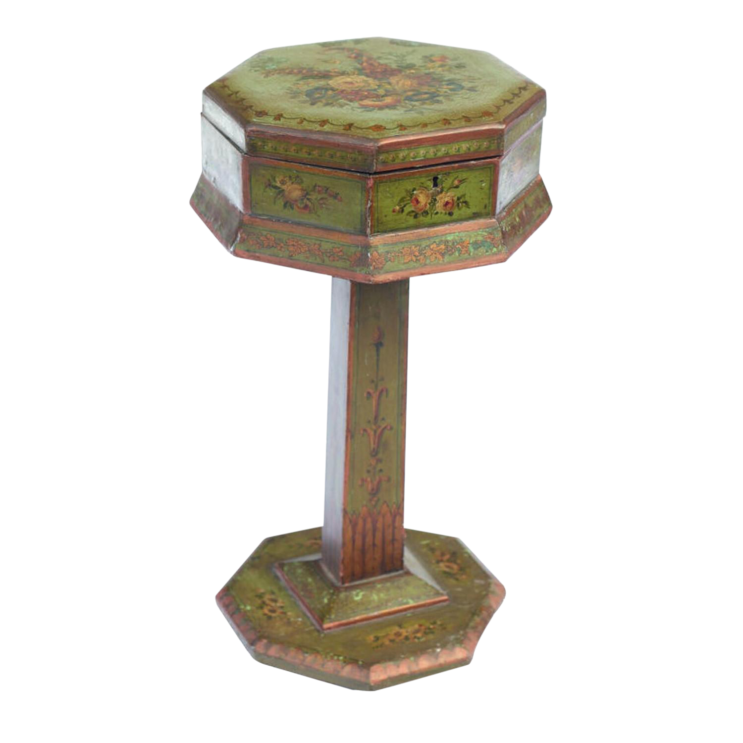 19th Century Gilt English Work Box on Stand | Chairish