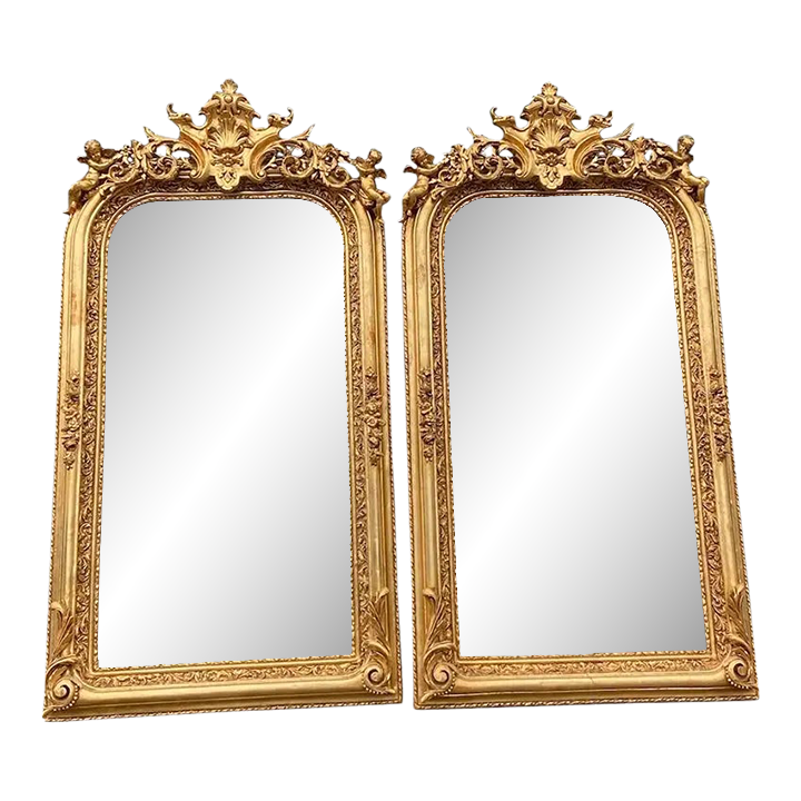 Pair of Late 20th Century French Louis XVI Style Putty Full Length ...