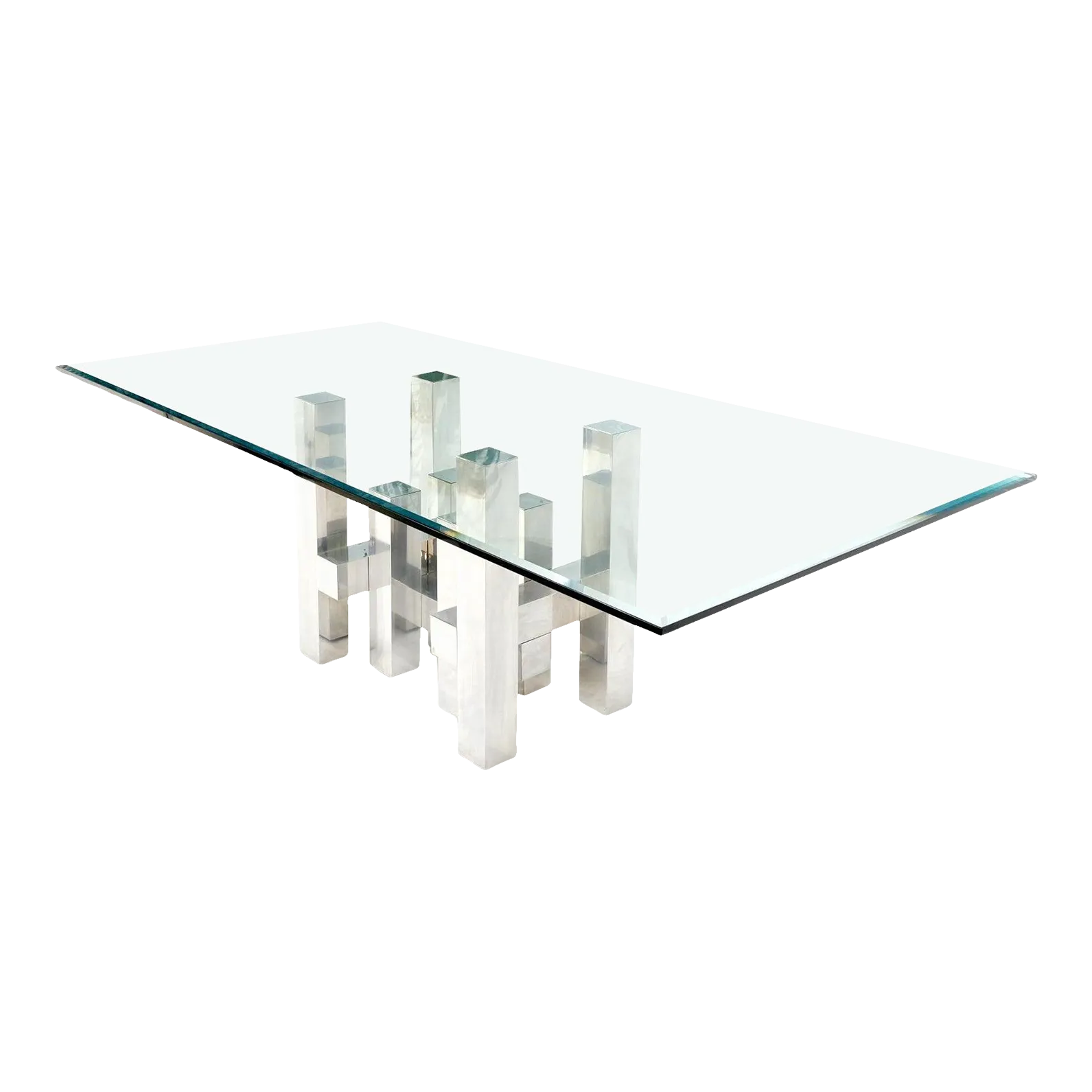 Cityscape Aluminum Base Large Rectangle Glass Top Dining Conference ...